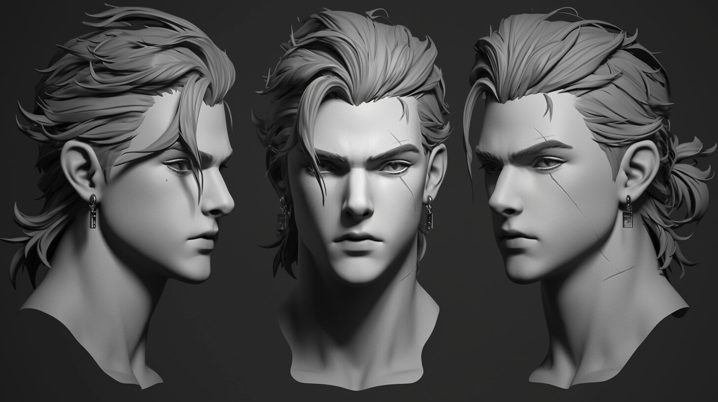 3D Head Sculpt References in 4K - Tika Art - +300 Prince Male Head ...