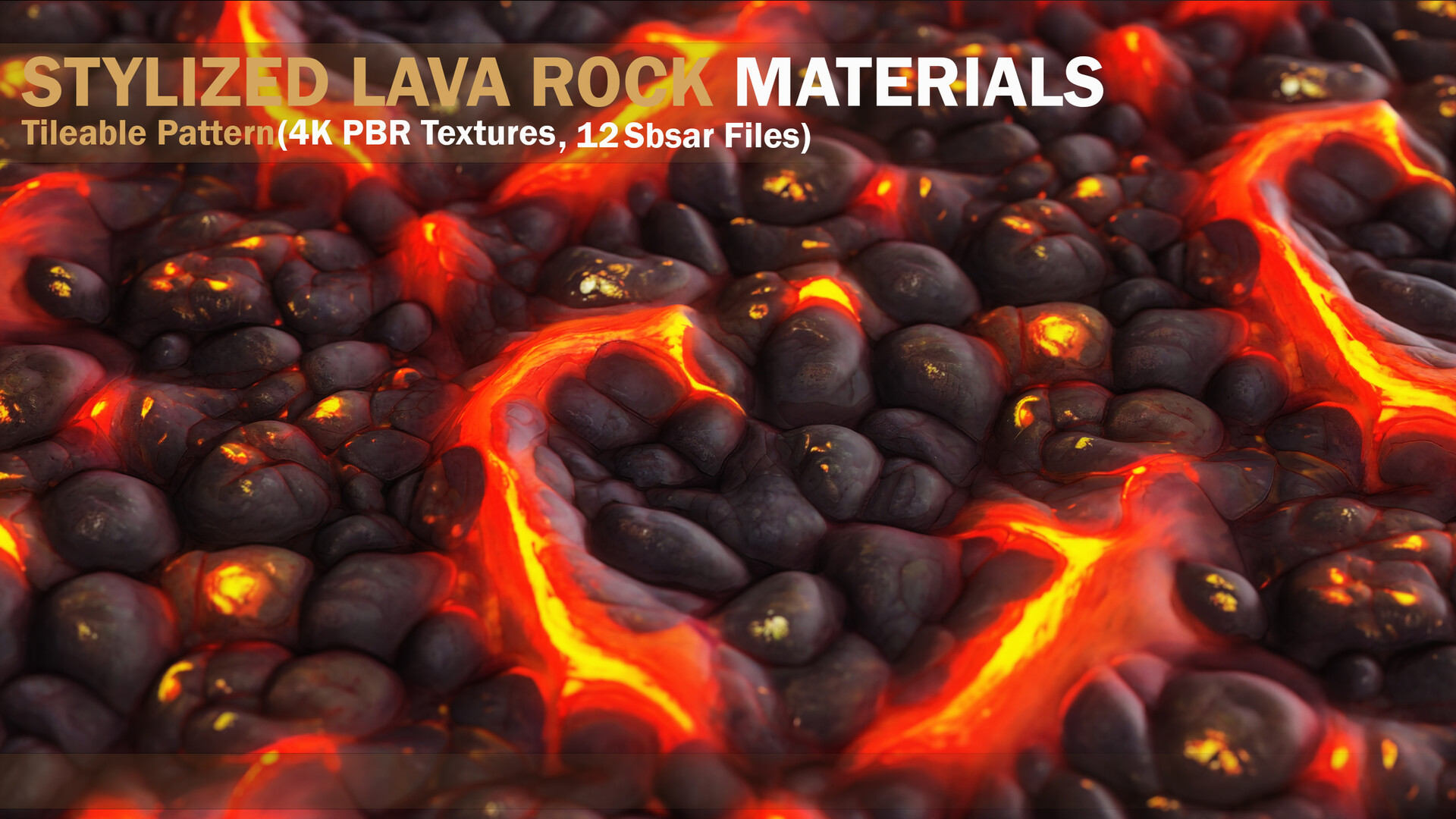 Mojdeh Feyzi - 12 STYLIZED LAVA ROCK MATERIALS (SBSAR + Textures)