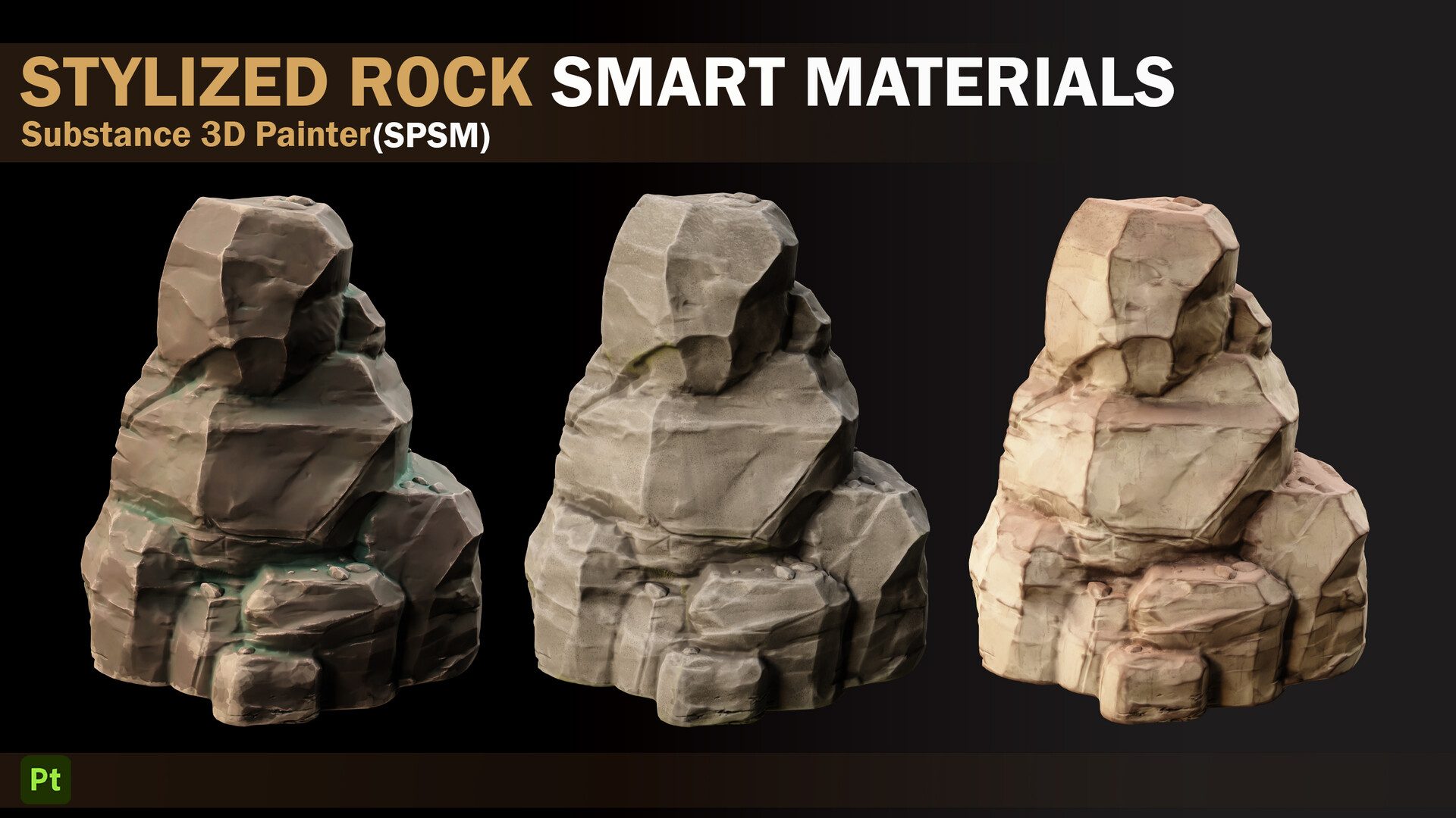 mojdeh feyzi - 21 Stylized Rock SMART MATERIALS – Substance 3D Painter