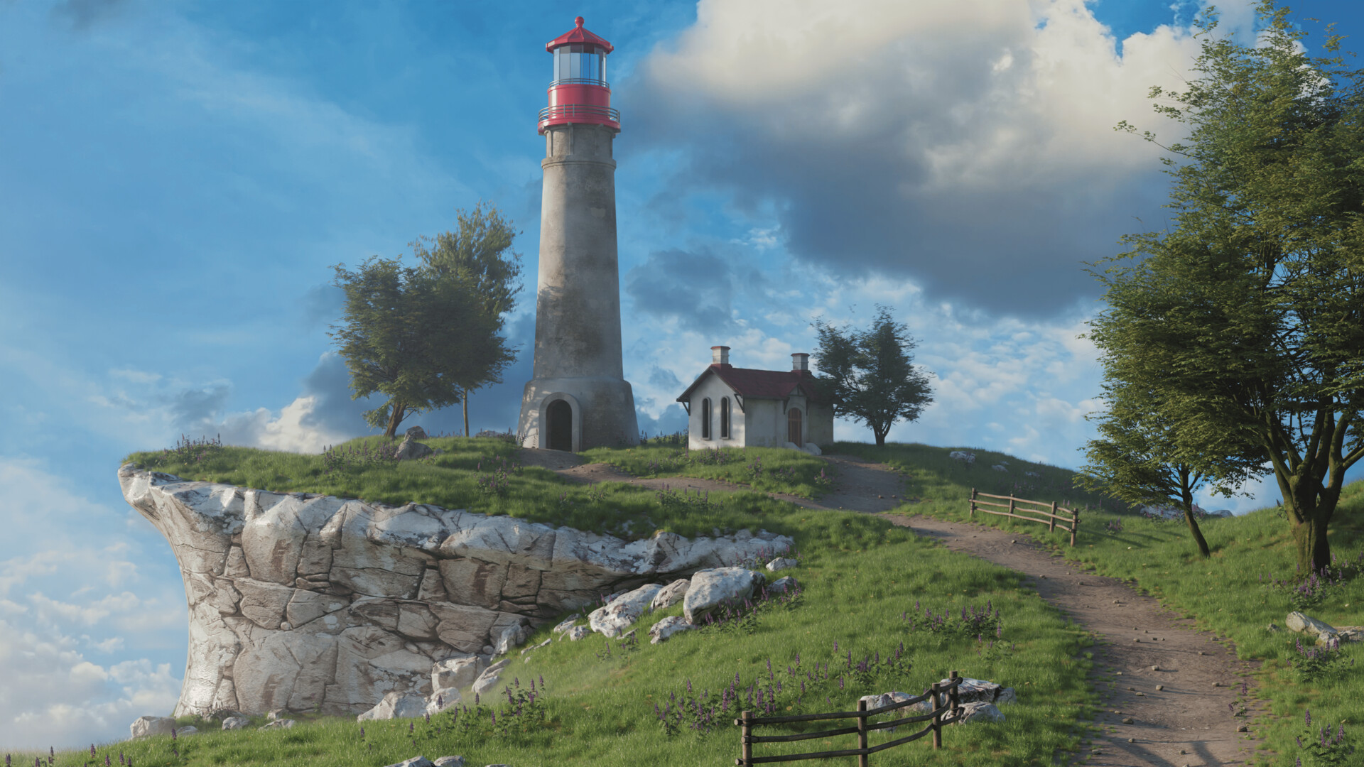 ArtStation - Lighthouse on cliff Realistic 3d scene