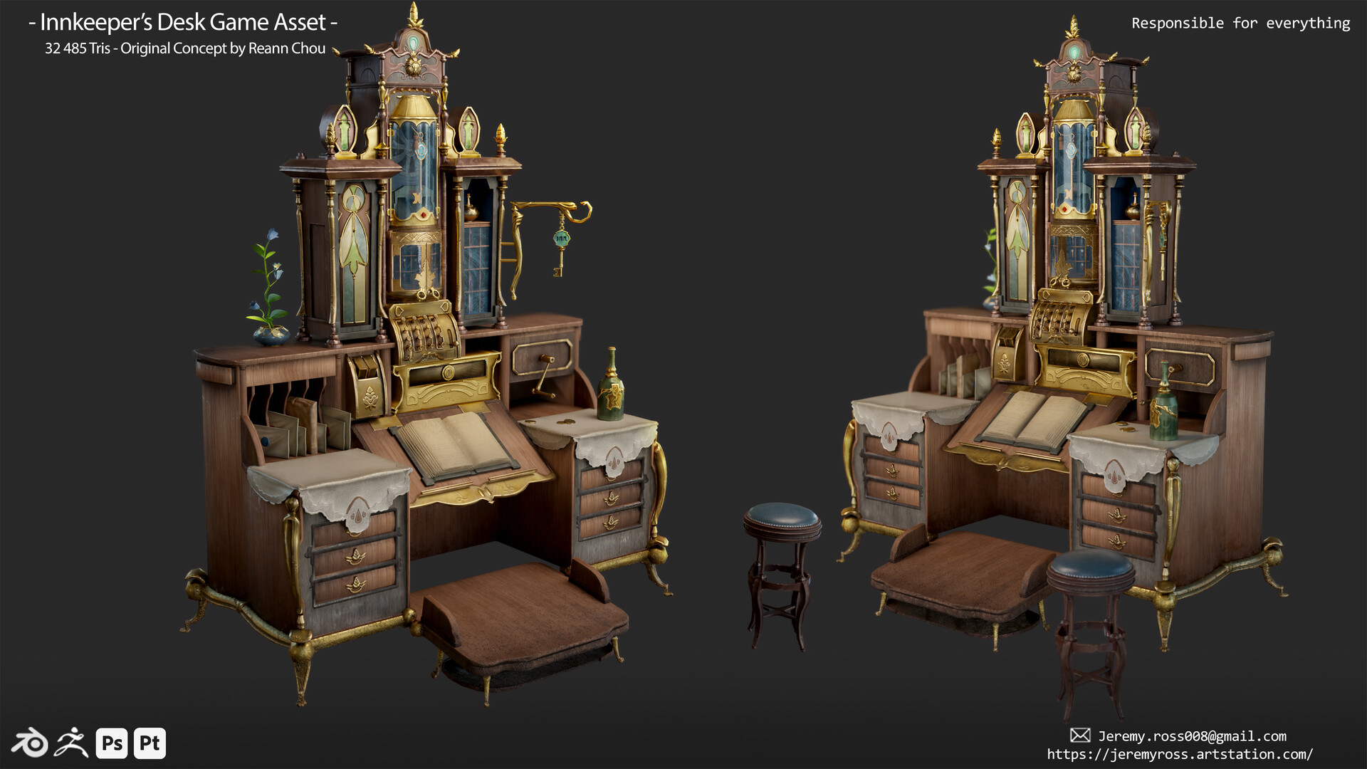 Jeremy Ross - Innkeeper's Desk 3D Game Asset