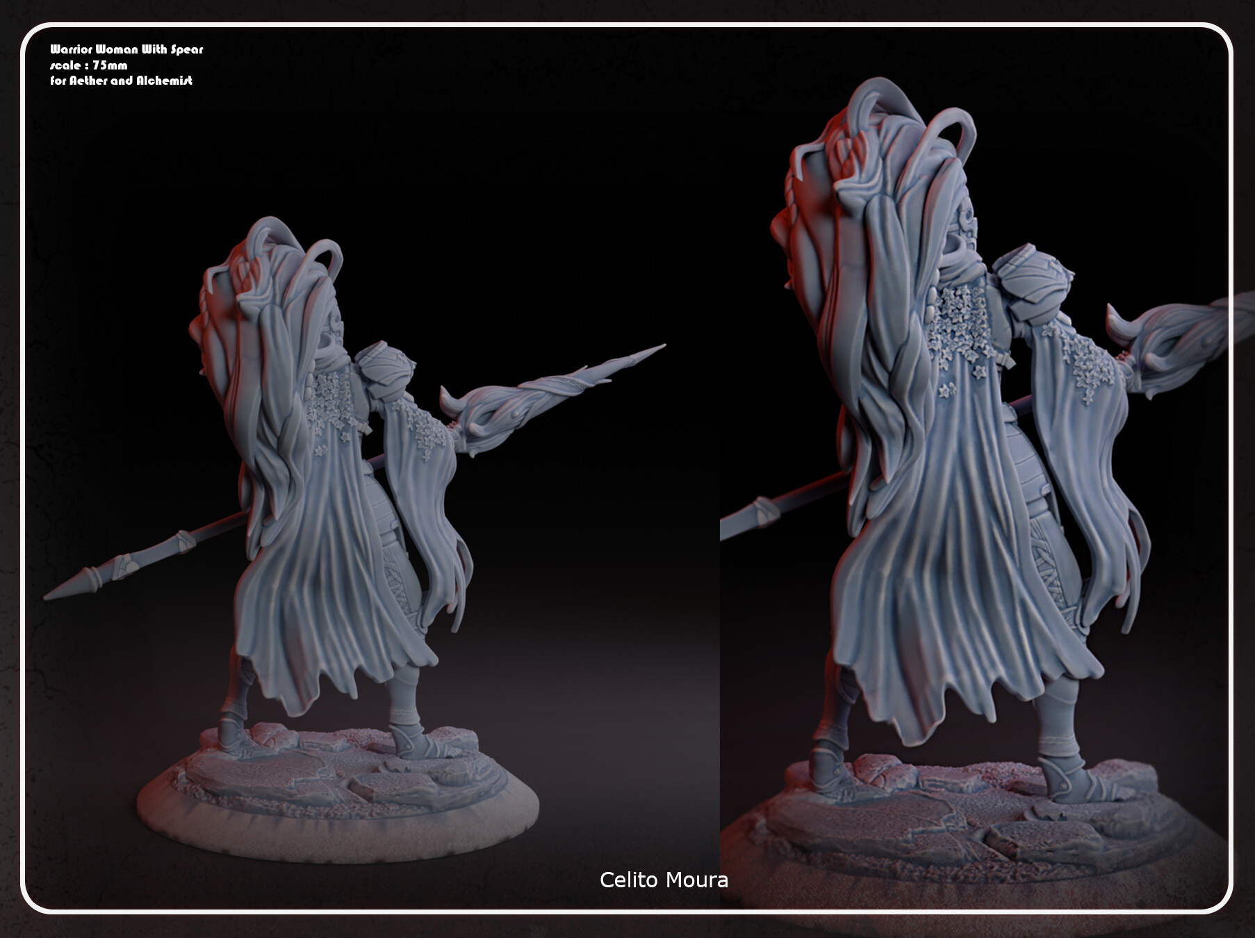 Celito Moura Filho - Warrior Woman With Spear - 75mm