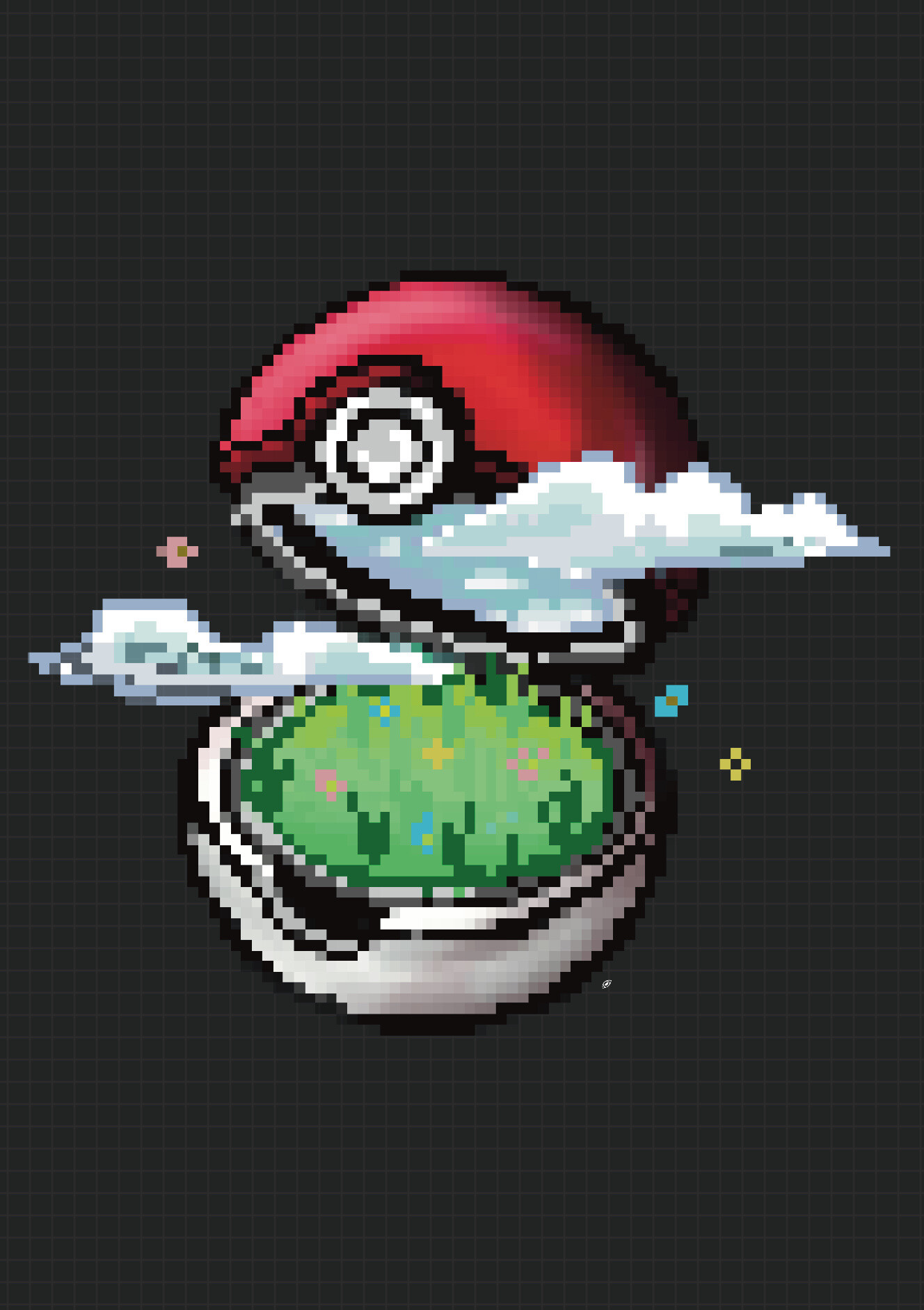 pokeball pixel grid