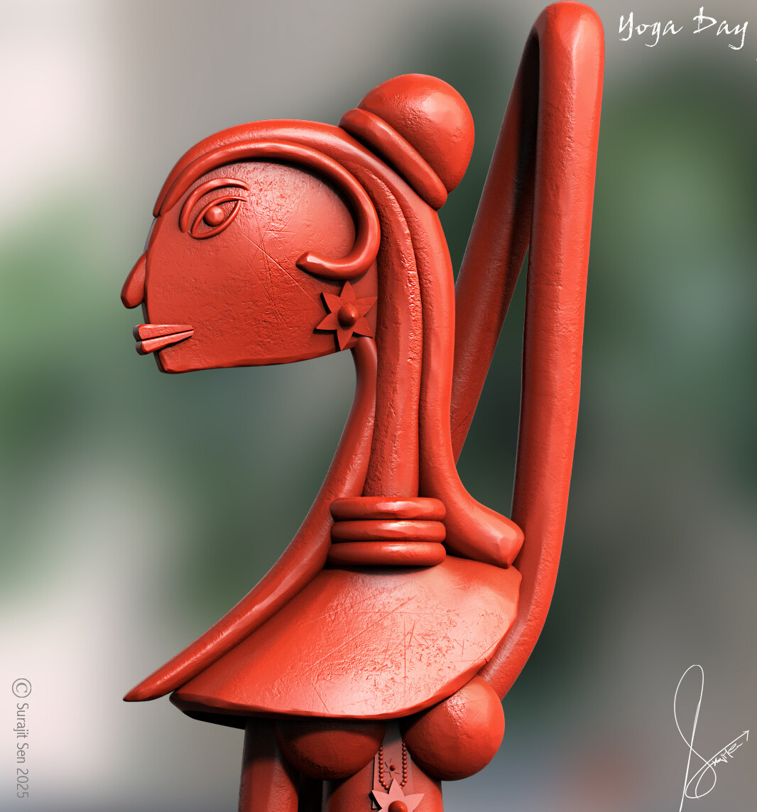 ArtStation - Yoga lady - Digital Sculpture by Surajit Sen