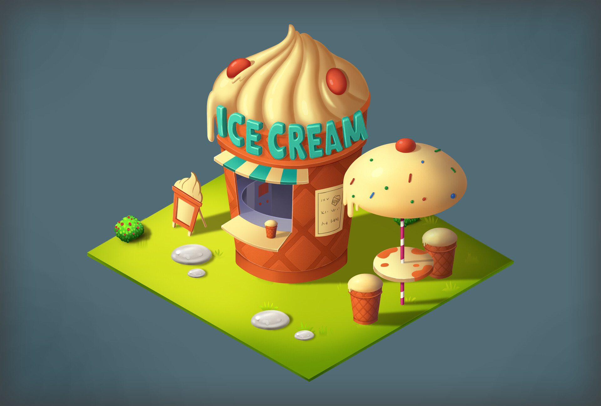 ArtStation - 2D Environment: Ice-Cream Level 2