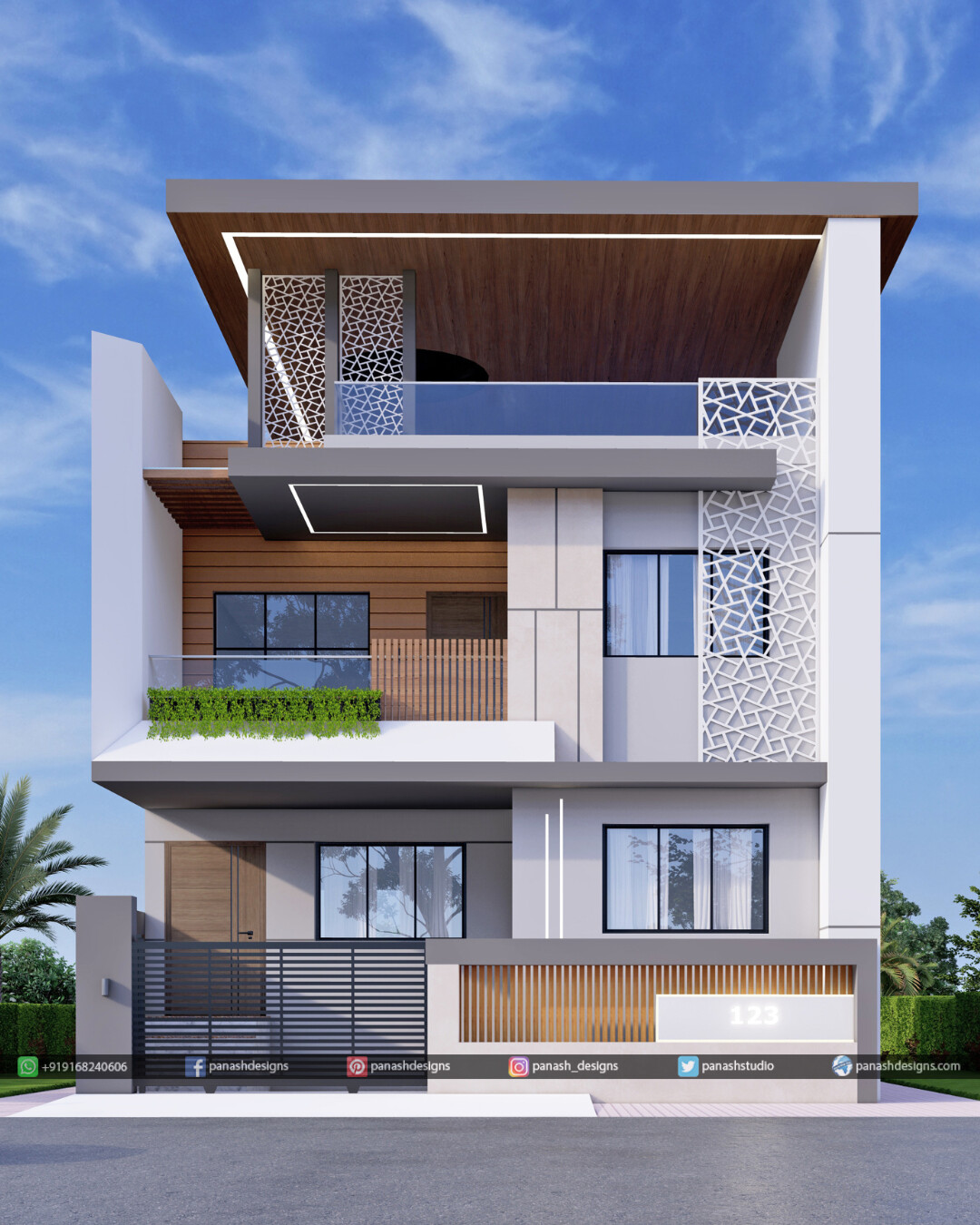 ArtStation - Modern Bungalow Elevation Design