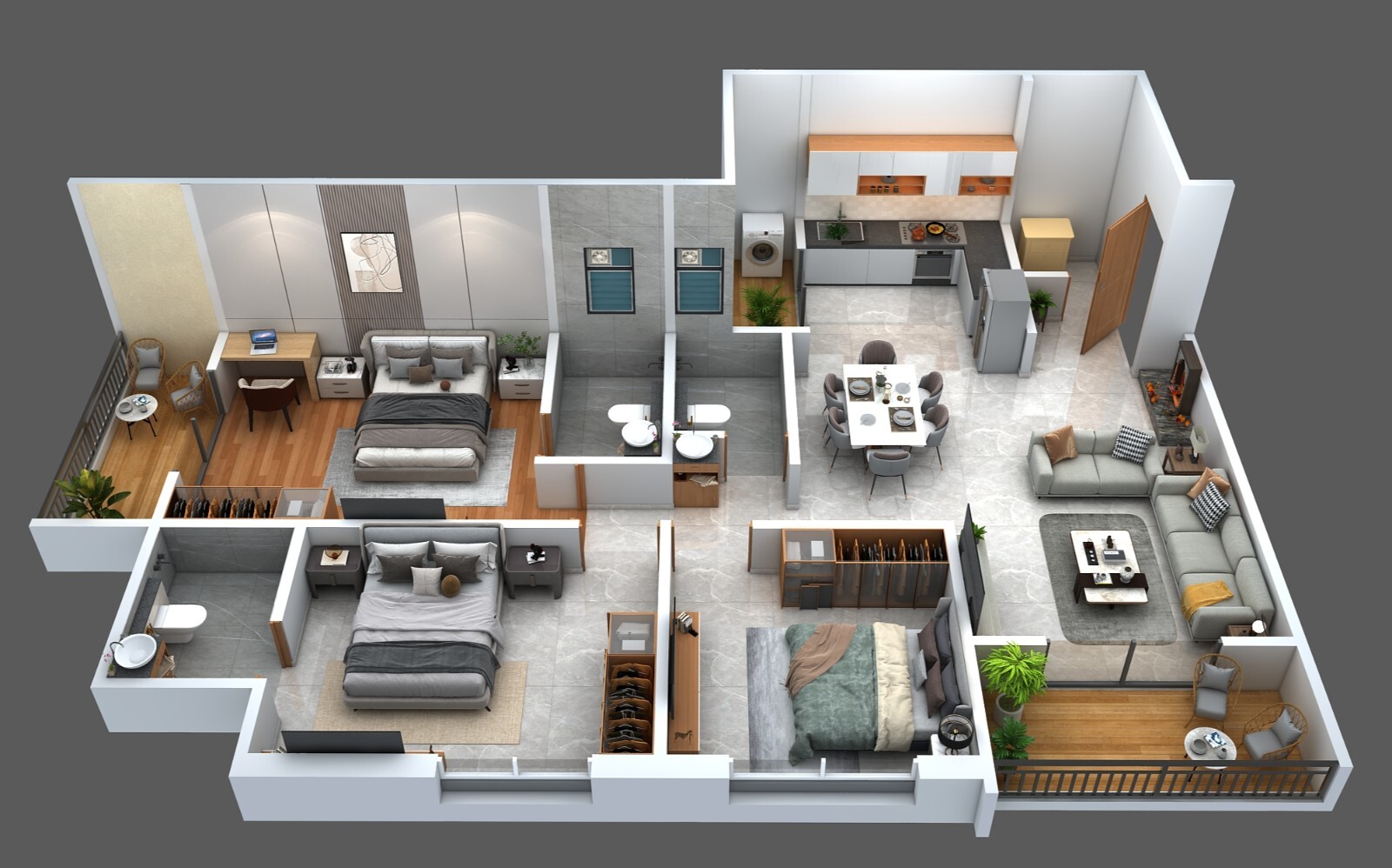 ArtStation - 3BHK Cutsection