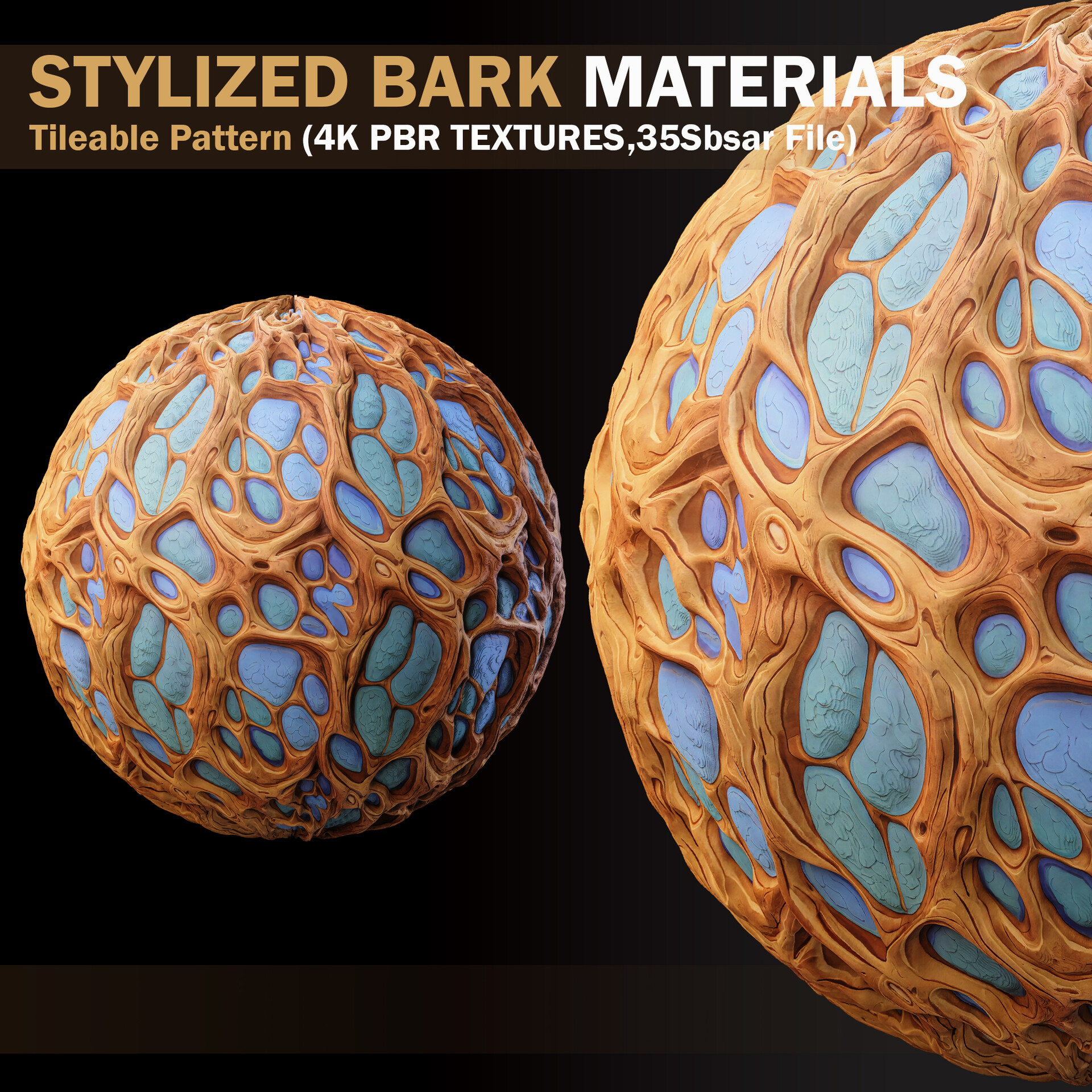 ArtStation - 35 Stylized Bark Materials VOL01(SBSAR + Textures)