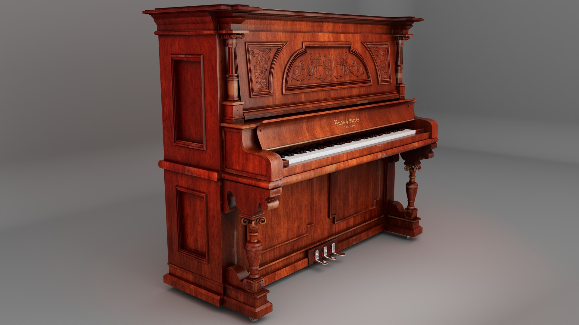 ArtStation - Bush & Gerts Victorian Rococo Upright Piano