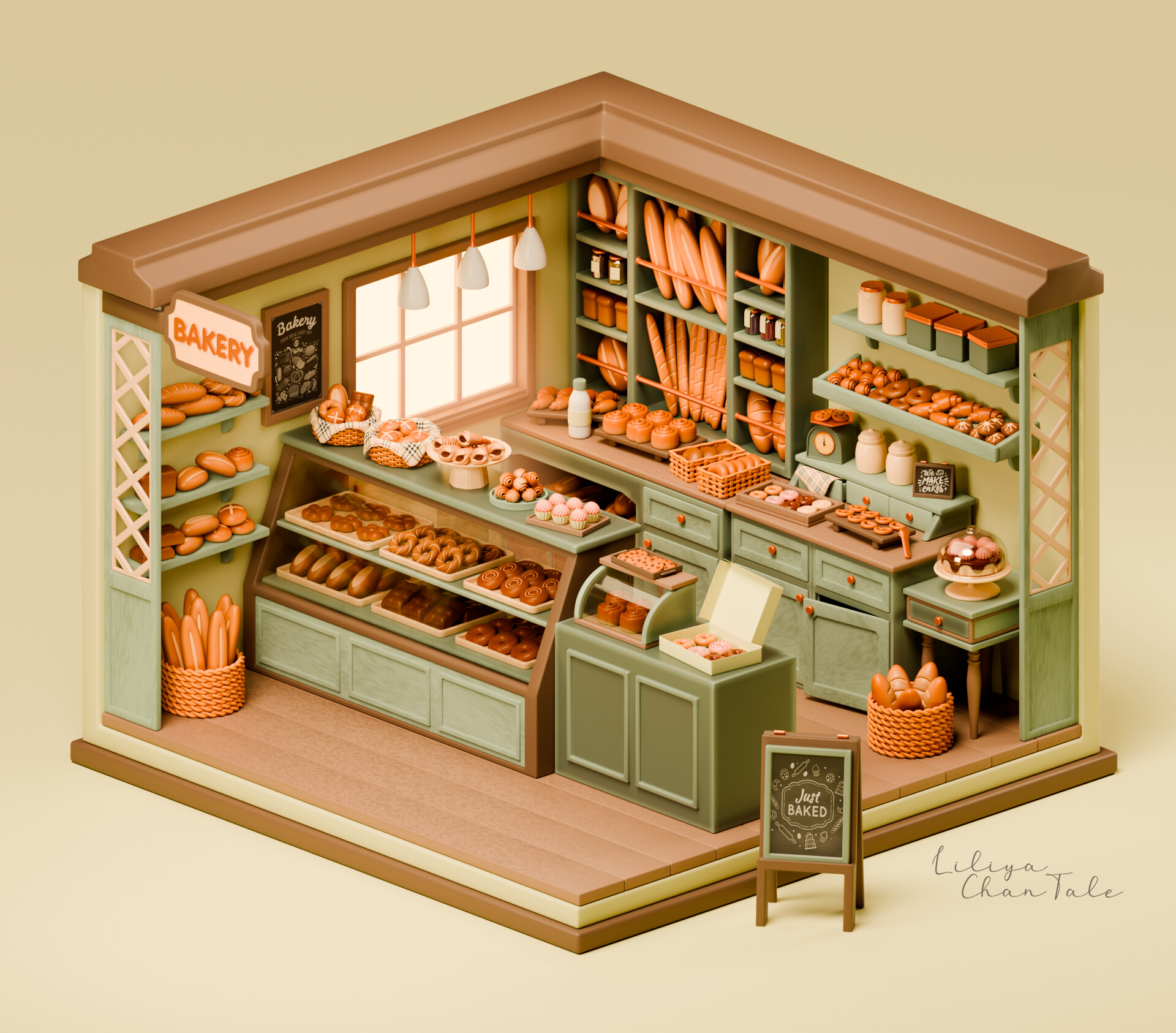 ArtStation - Cute bakery made in Blender 3d