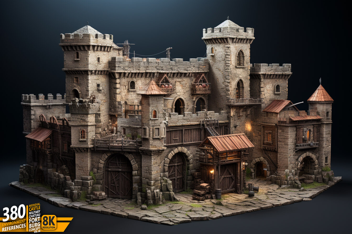 ArtStation - 380 Medieval Castle-Military-Chateau-Fort-Burg-Concept ...
