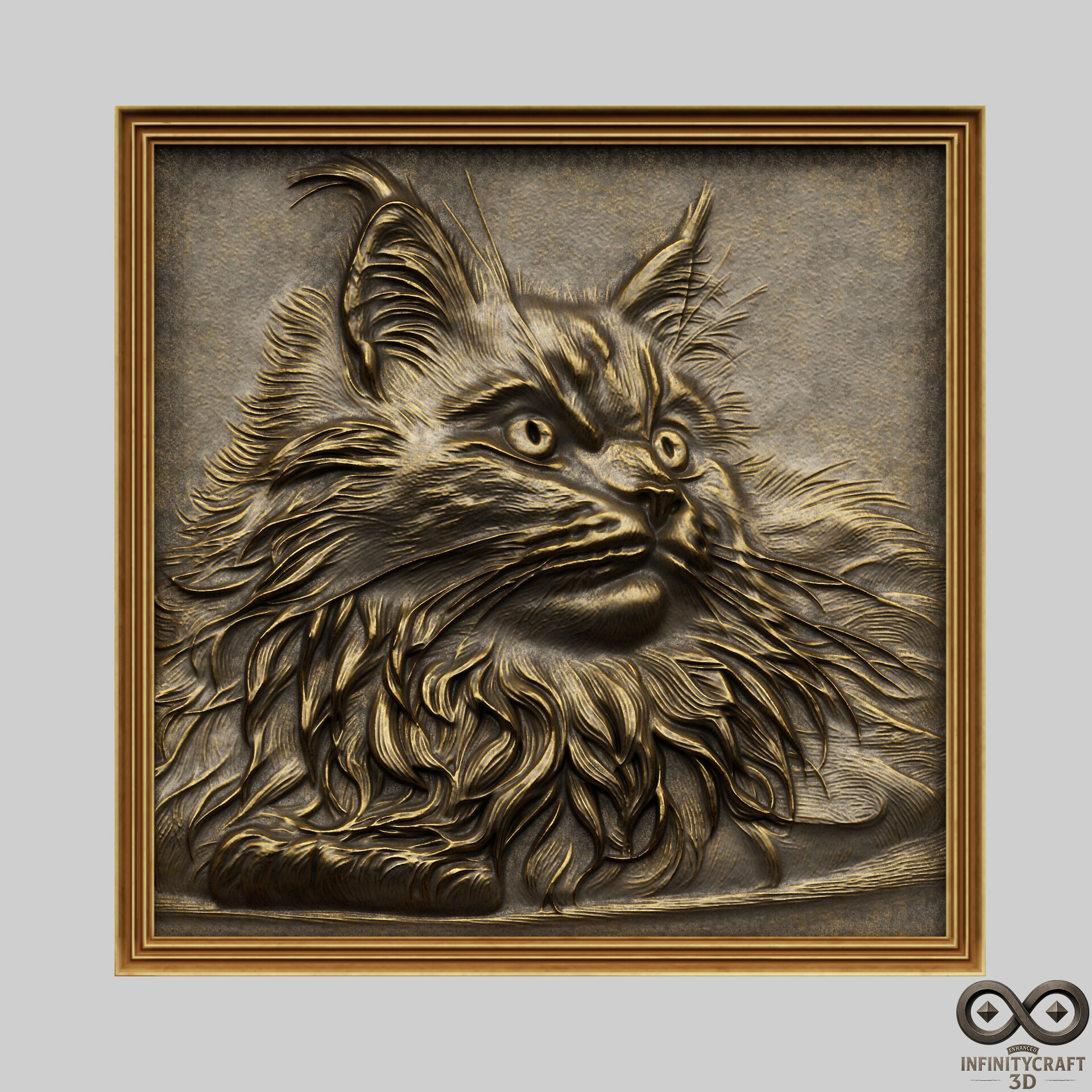 ArtStation - Cat Bas Relief – Fluffy Watcher 3D Model for CNC & Printing