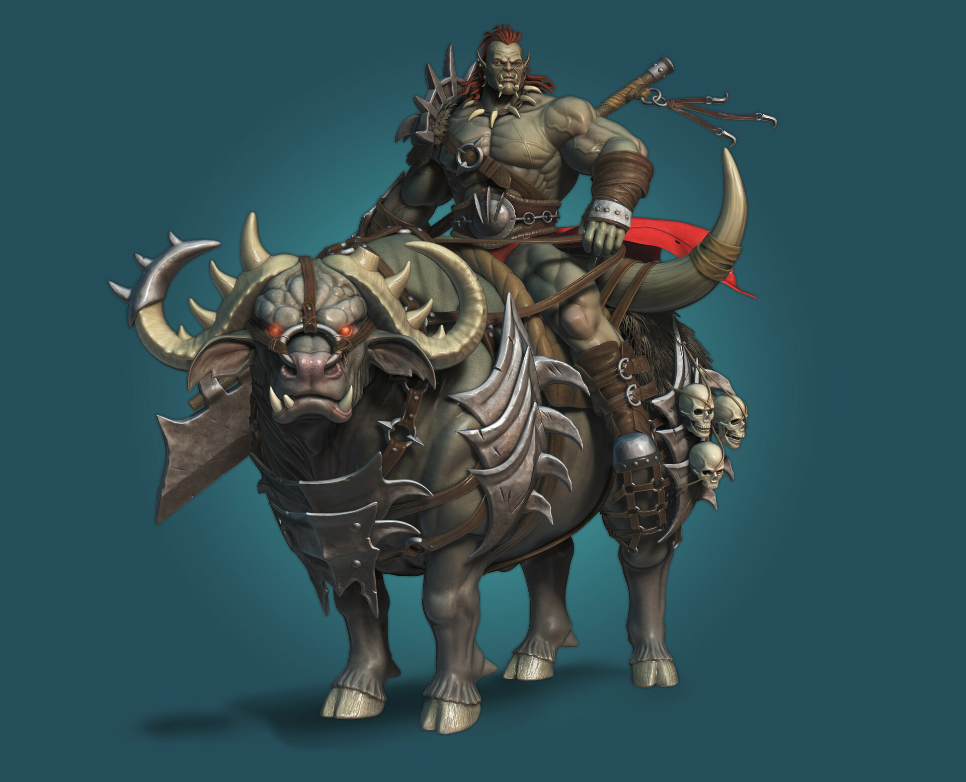 ArtStation - Orc rider and bull