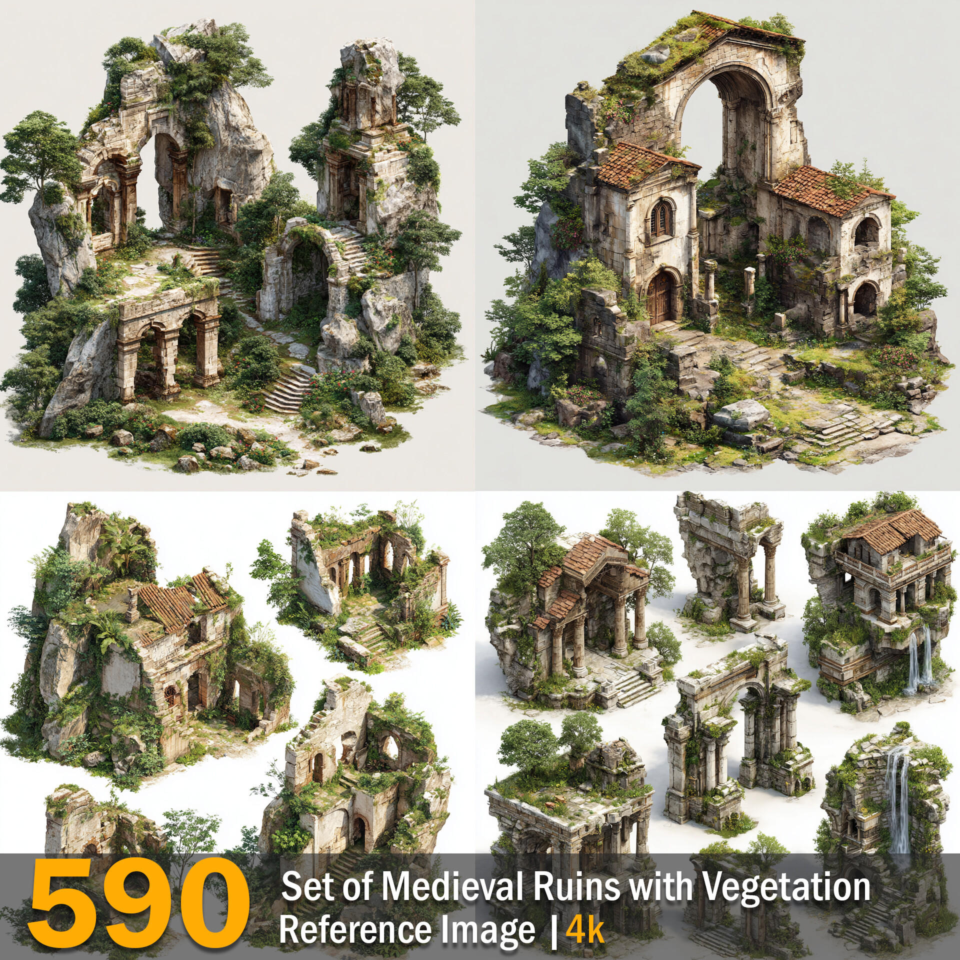 ArtStation - Set of Medieval Ruins with Vegetation | Reference Images | 8K