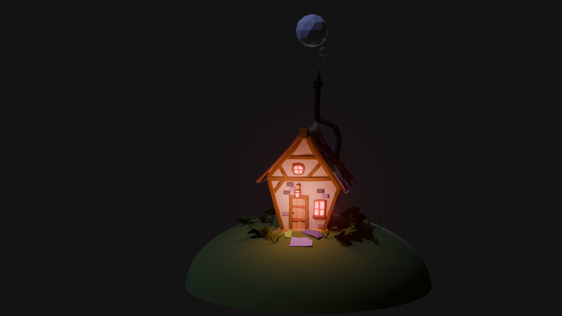 ArtStation - 🏡 Stylized Night House Scene