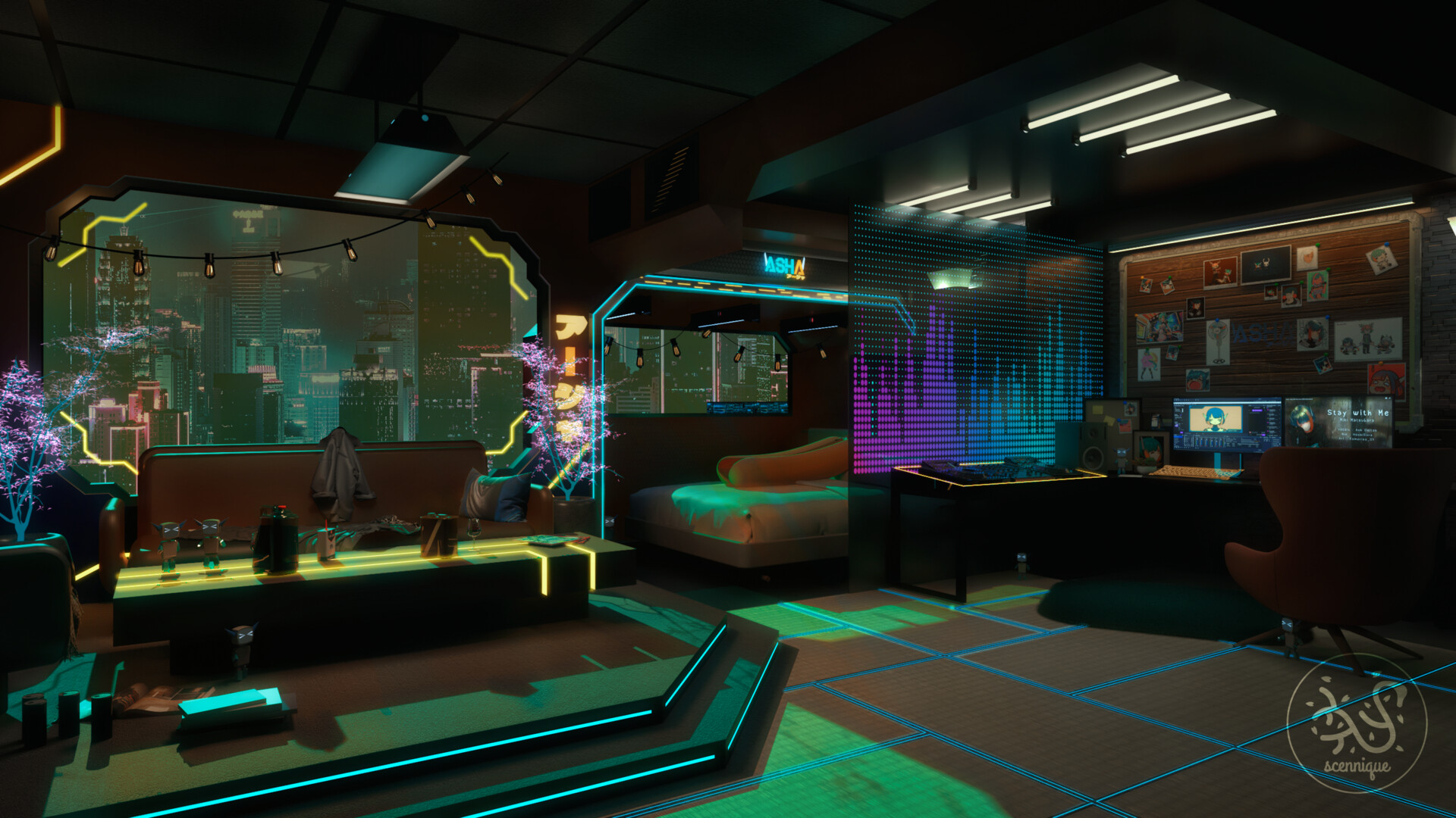 ArtStation - Asha Cyberpunk Room