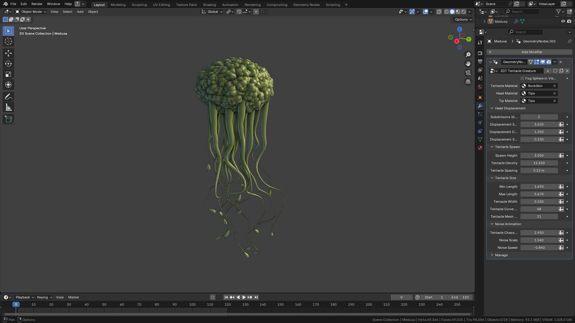 3D Tudor - Blender 3DT Tentacle Creature Geometry Node
