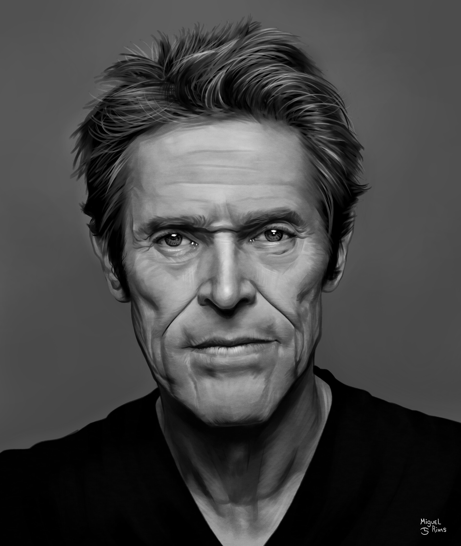 ArtStation - Willem Dafoe portrait by Miguel Rivas