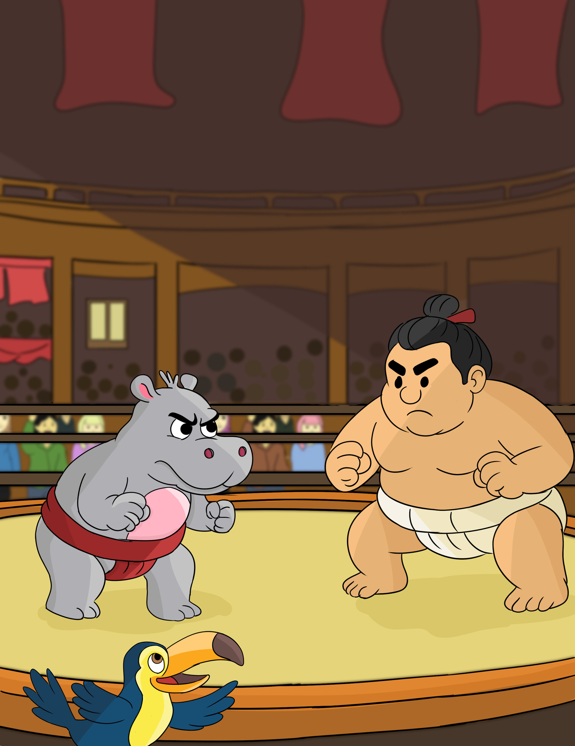 ArtStation - Hippo vs Sumo Wrestler