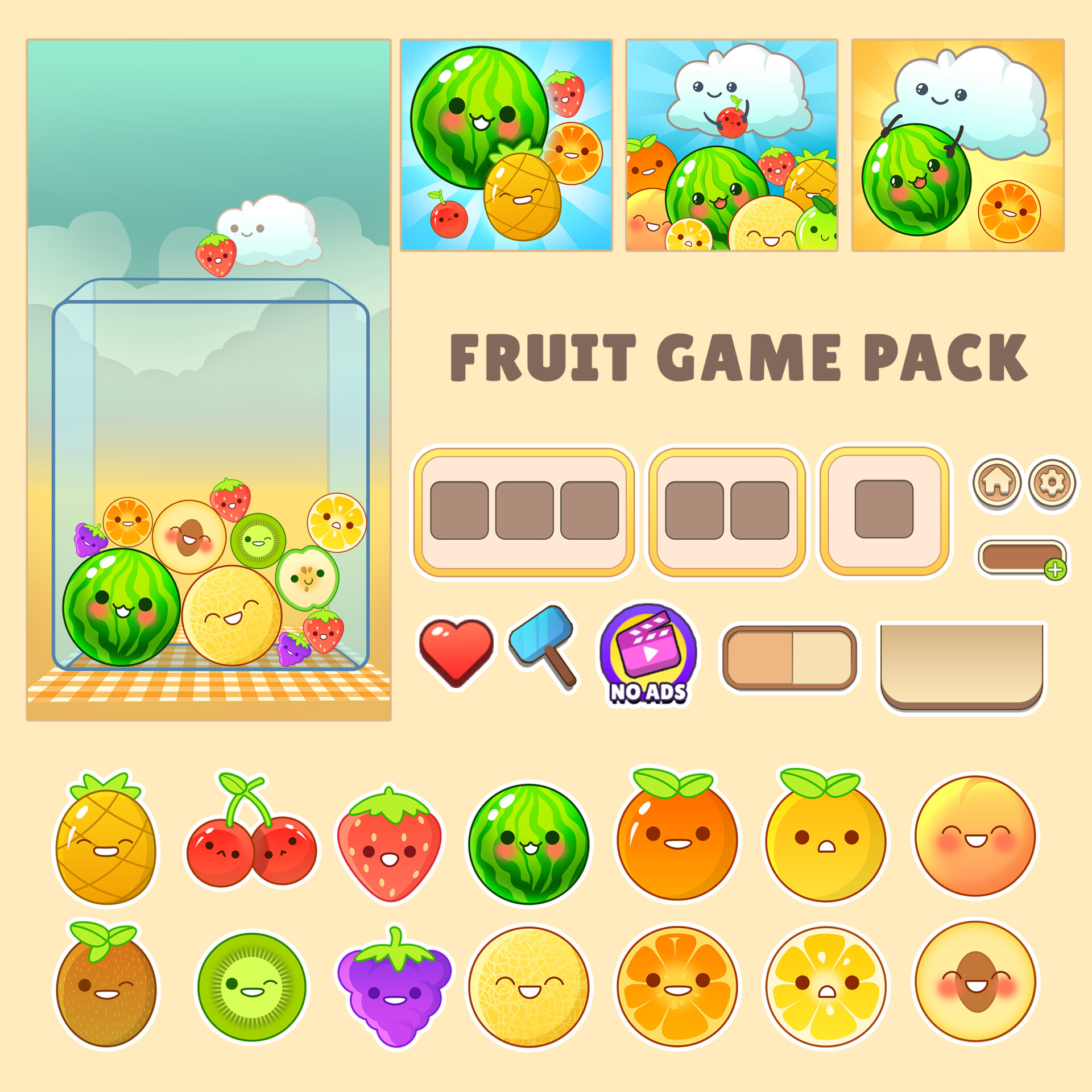 ArtStation - Fruit Game Pack - UI / Assets