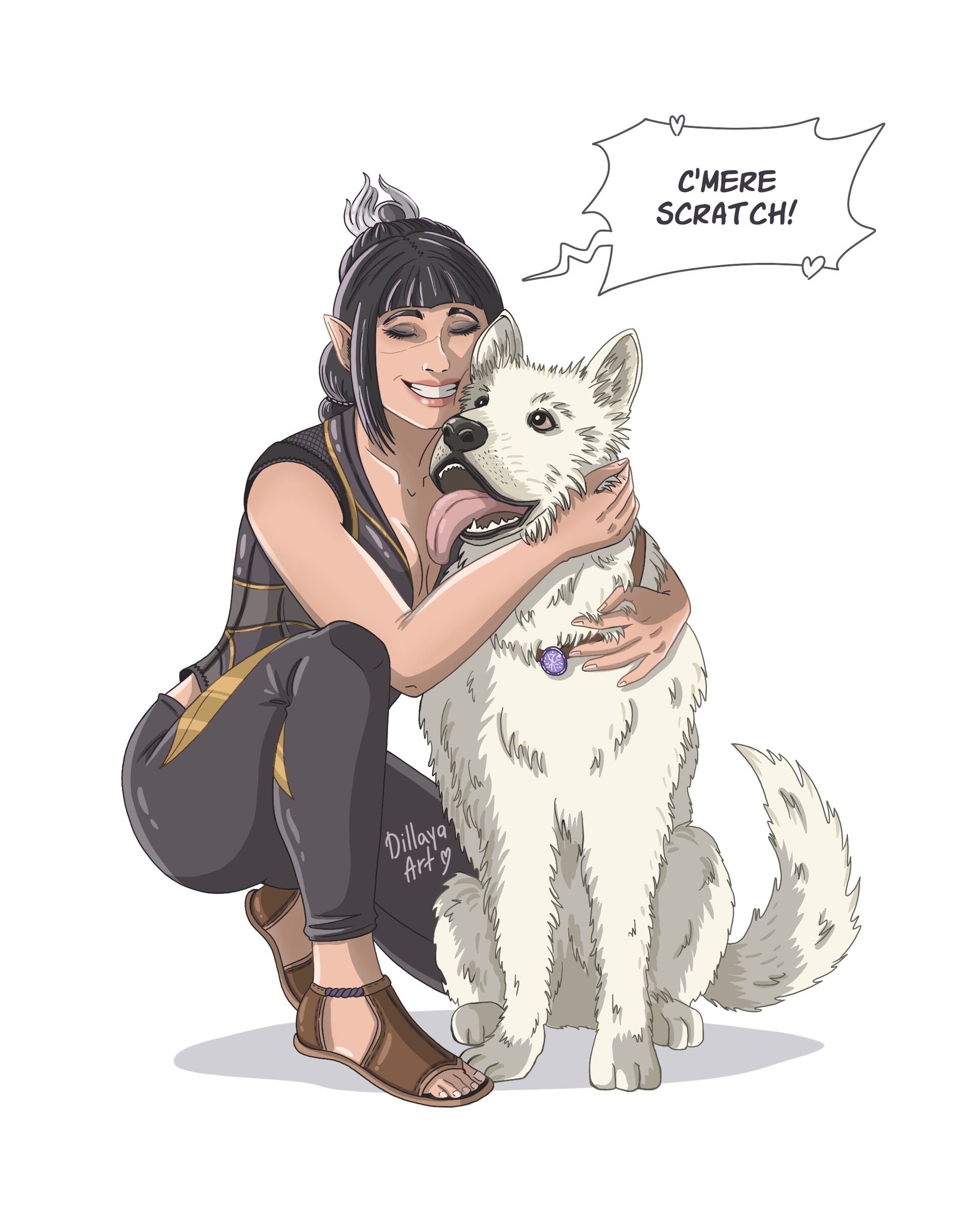 ArtStation - Shadowheart and Scratch BG3 fan art