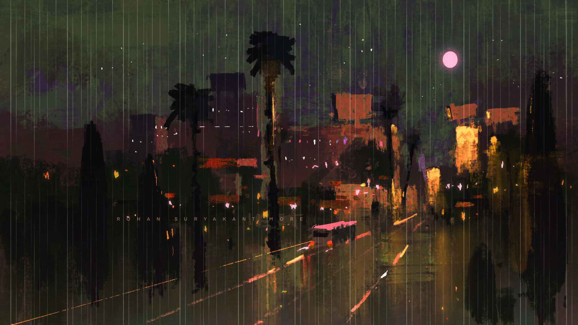 ArtStation - "Midnight Boulevard: Rainfall Reverie"