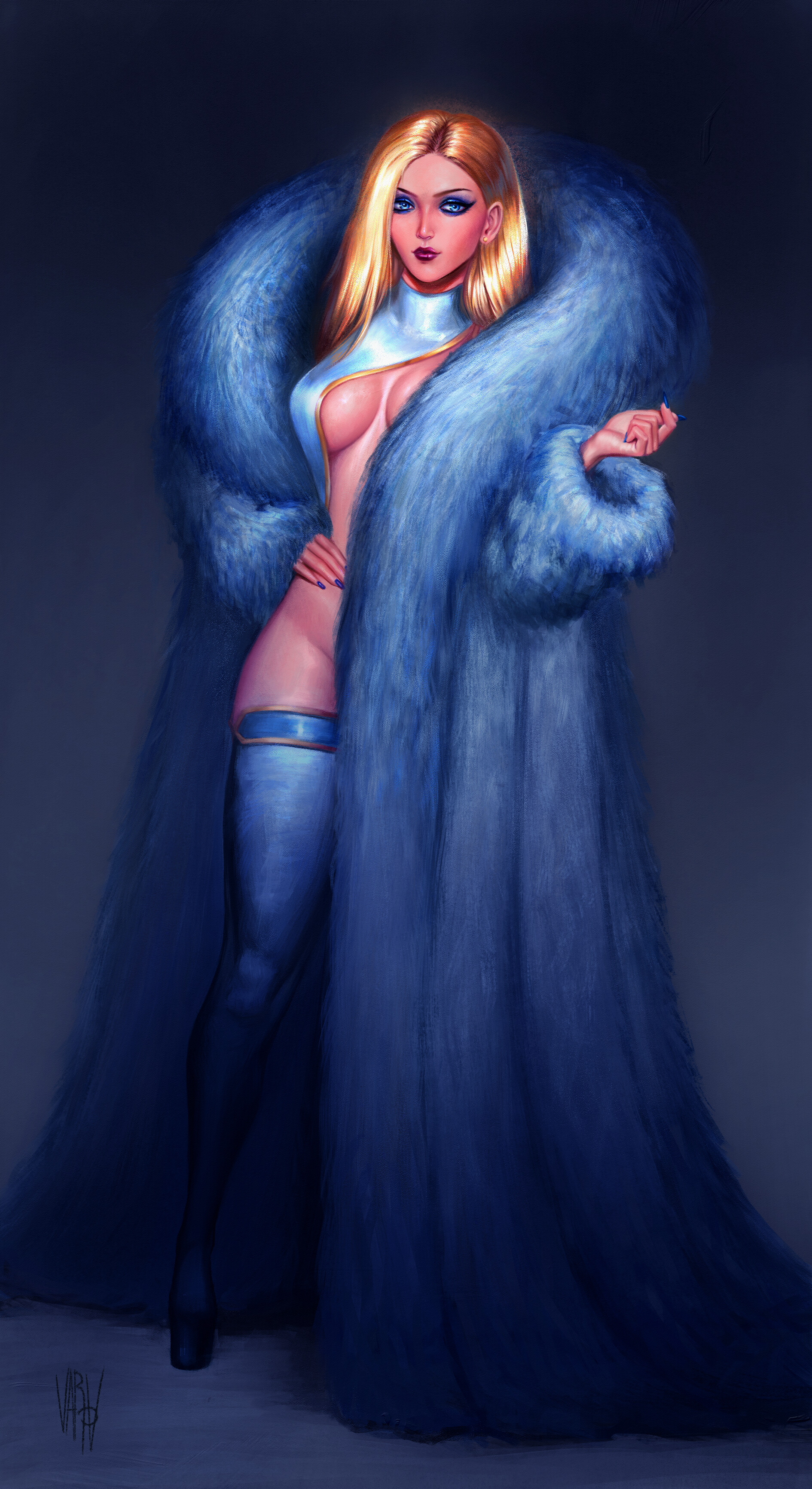 ArtStation - Emma Frost in fur coat