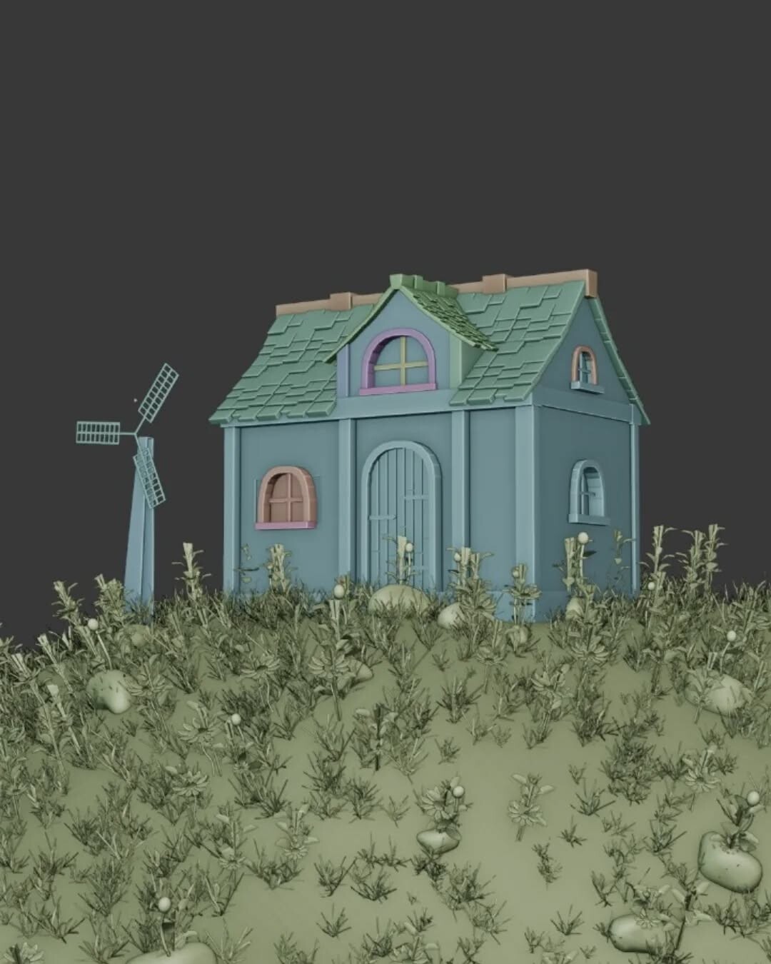 ArtStation - Stylized Cartoon House at Sunset