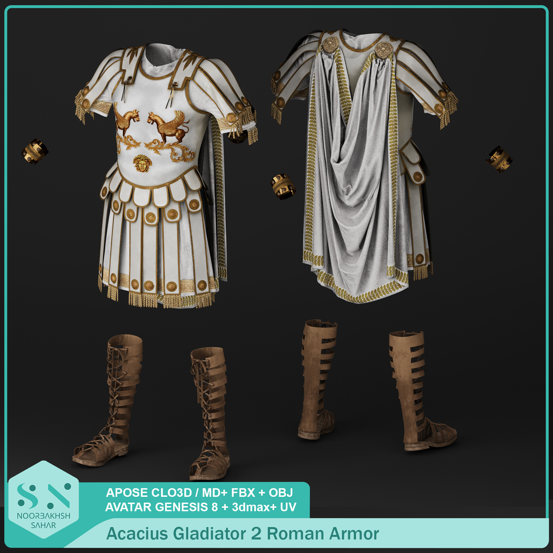 ArtStation - Acacius Gladiator II Roman Armor outfit (3DMAX+CLO3D, MD ...