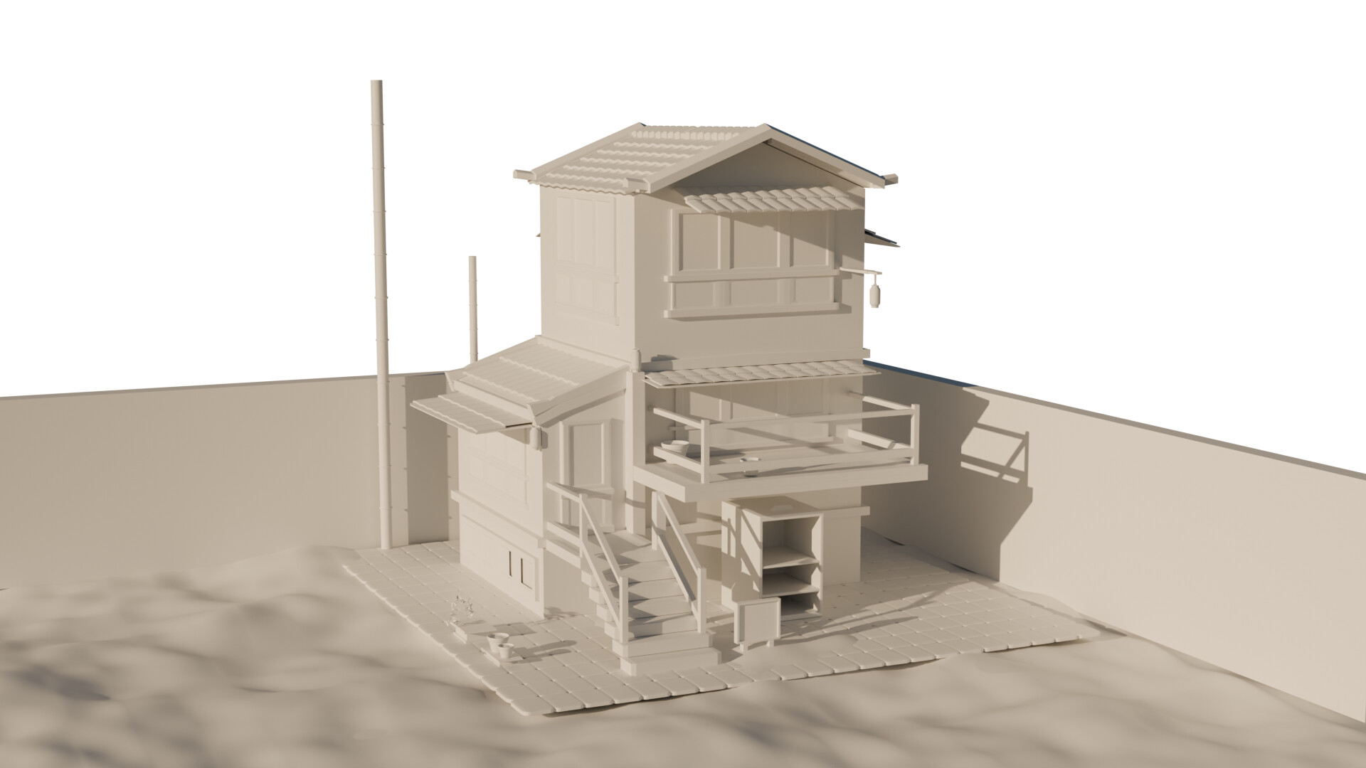 ArtStation - Japanese house 3d model from scratch using Blender.