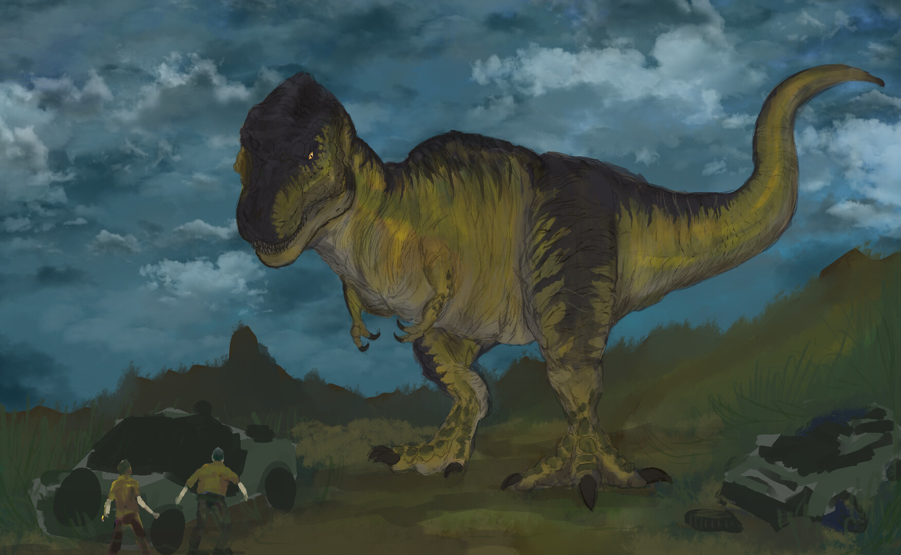 ArtStation - Bull t-rex digital drawing