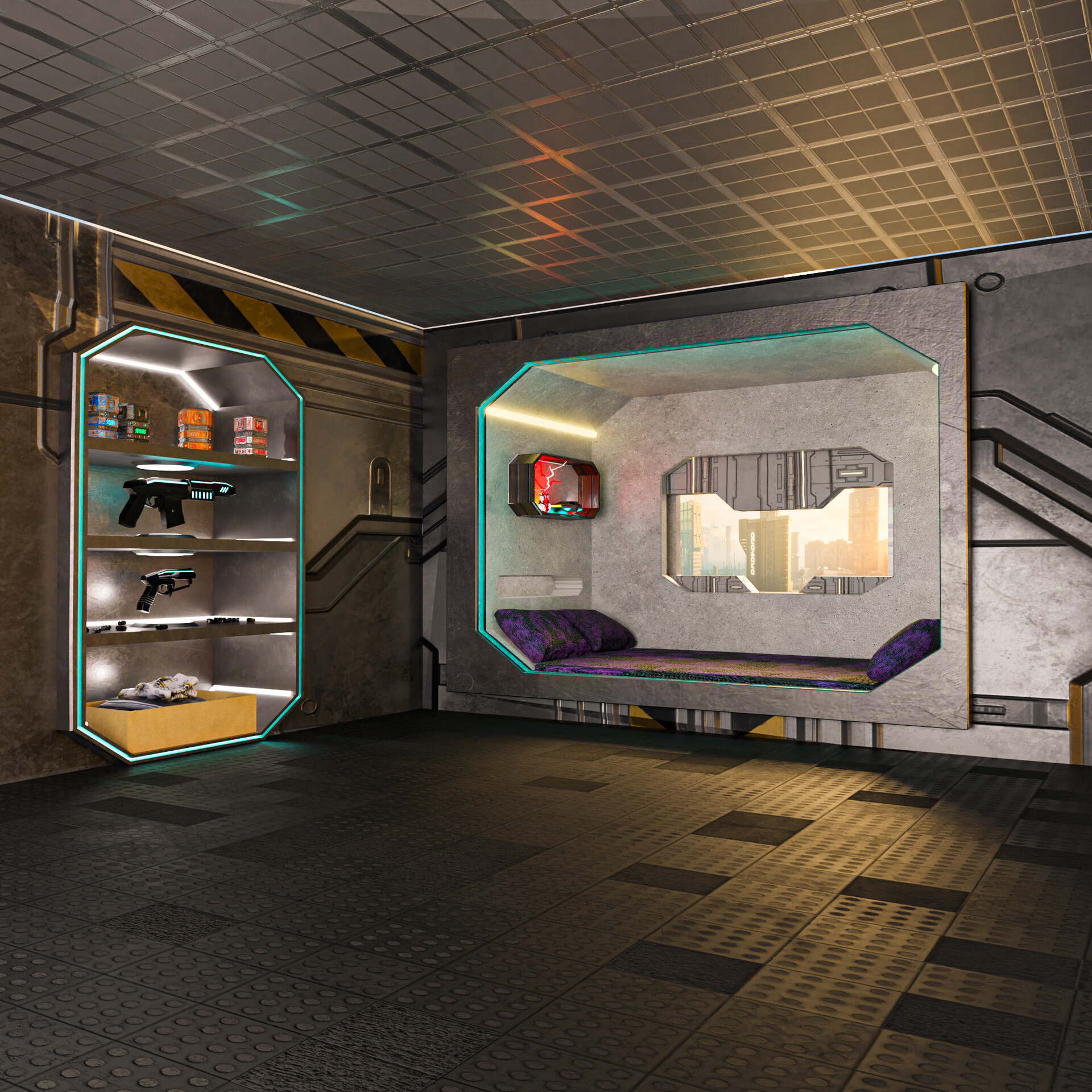 ArtStation - Compact Cyberpunk Living Pod