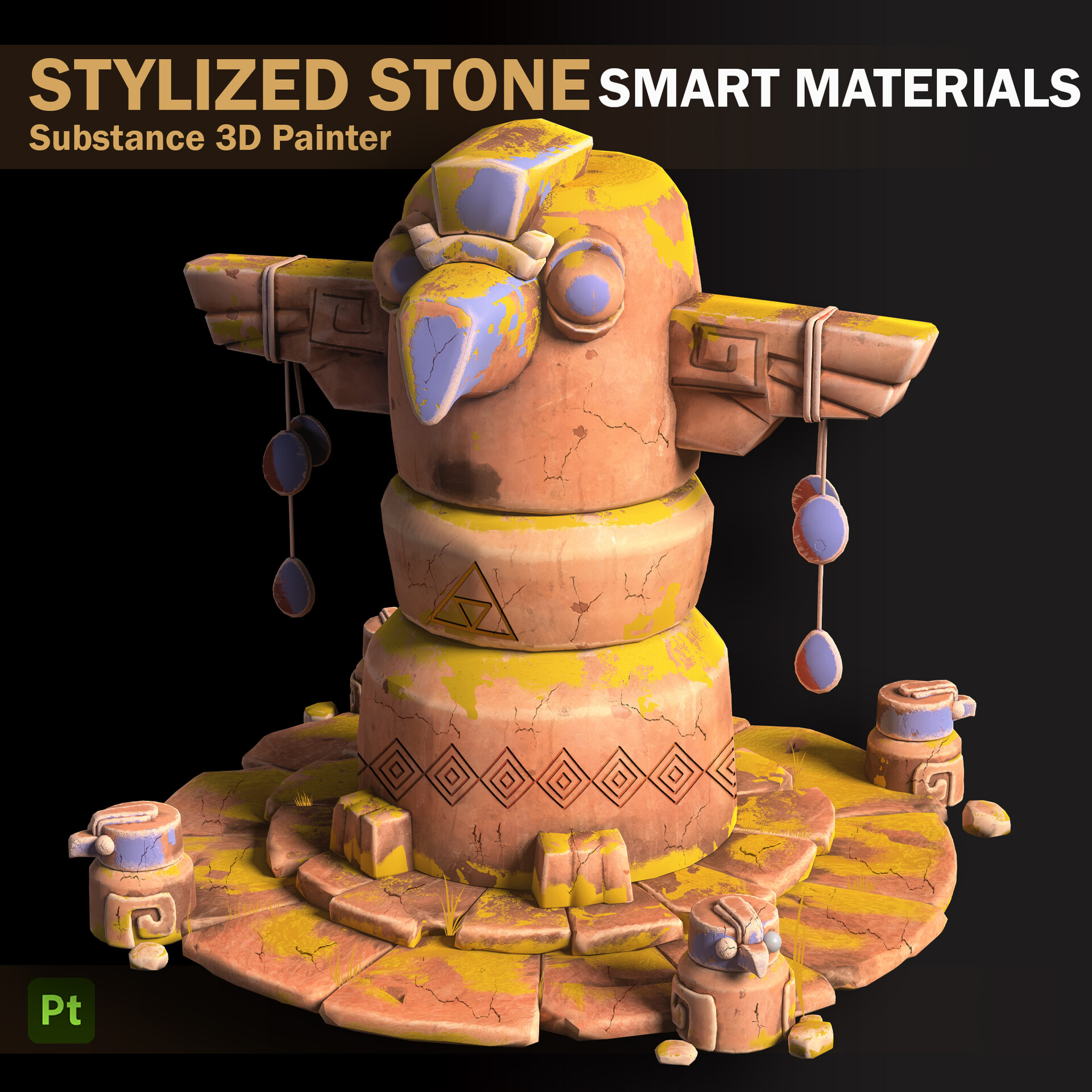 ArtStation - 21 Stylized STONE SMART MATERIALS – Substance 3D Painter