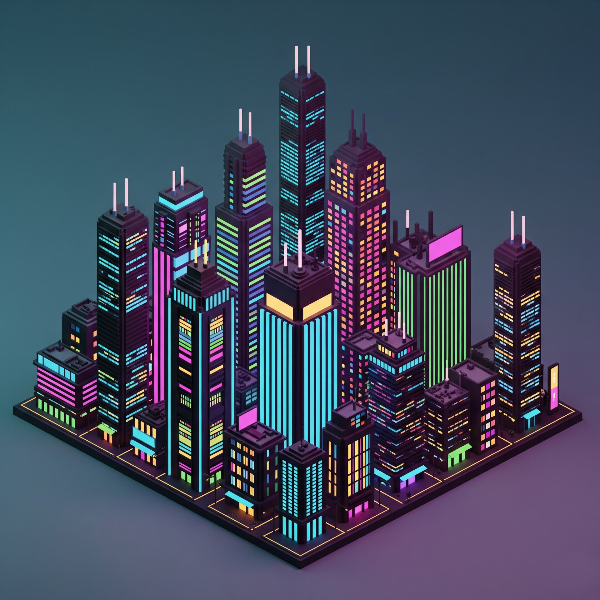 ArtStation - Neon City: A Voxel Metropolis