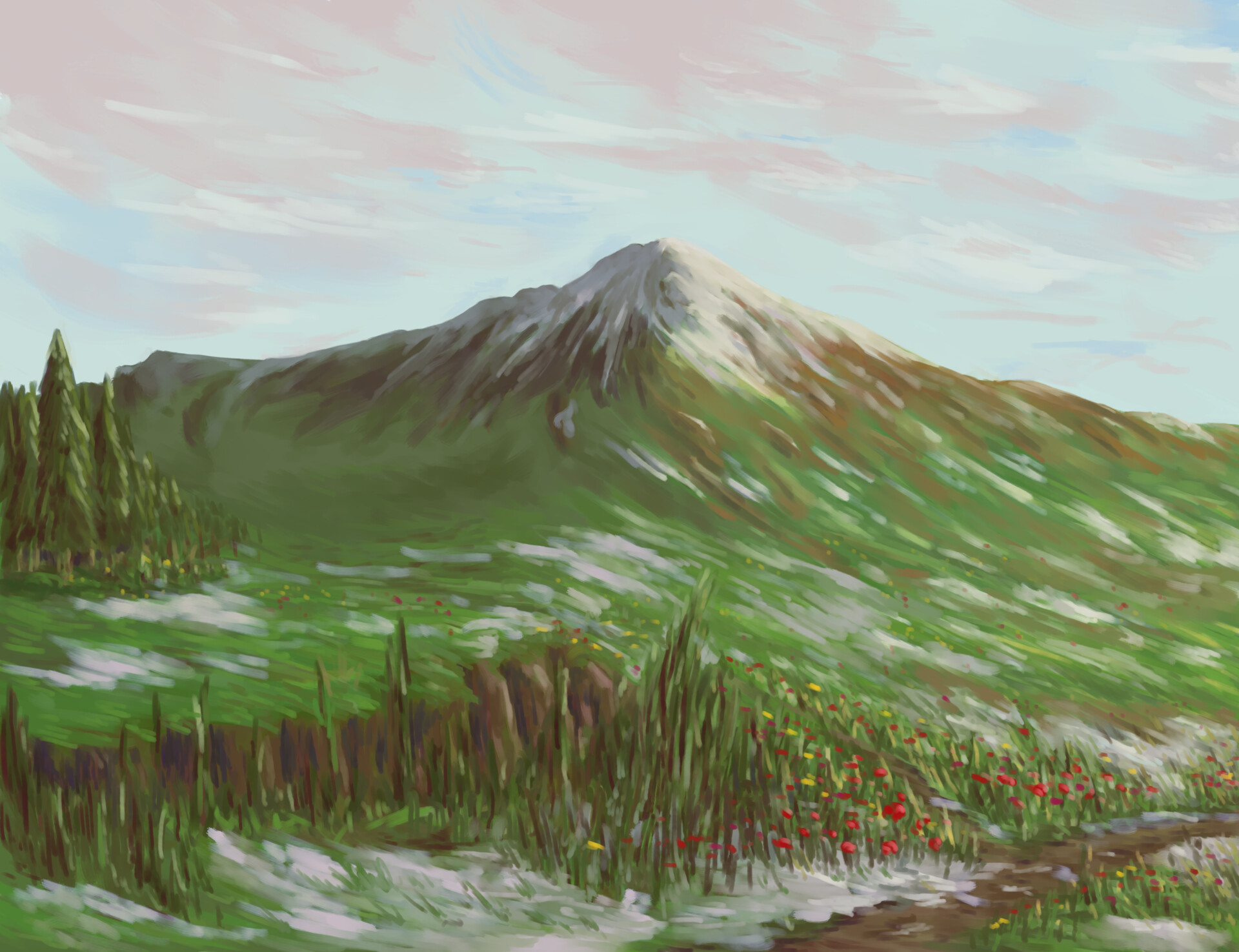ArtStation - Spring and Summer on a Mountain