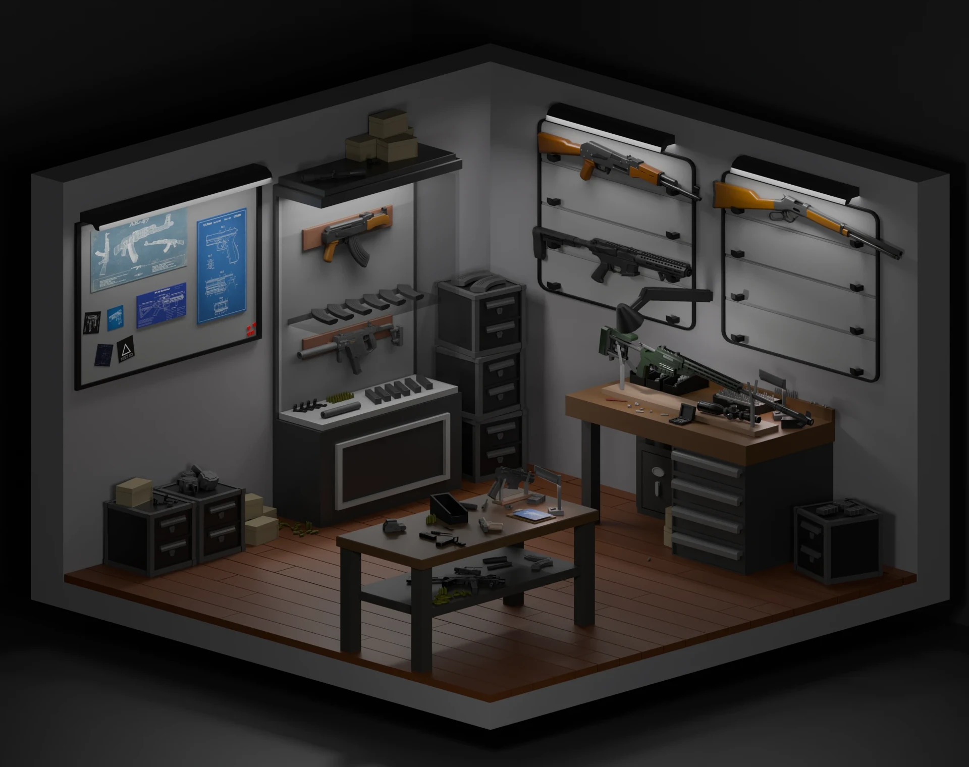 ArtStation - Low Poly 3D Scene🔫🔫