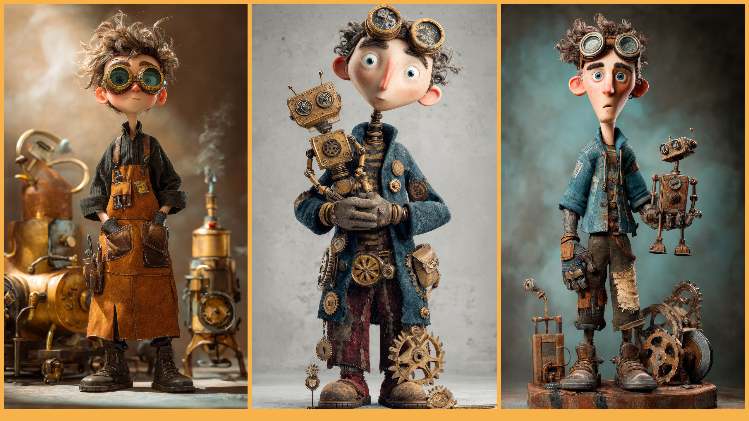 Artificial Dimension - 303 Stylized Steampunk Inventor Boy