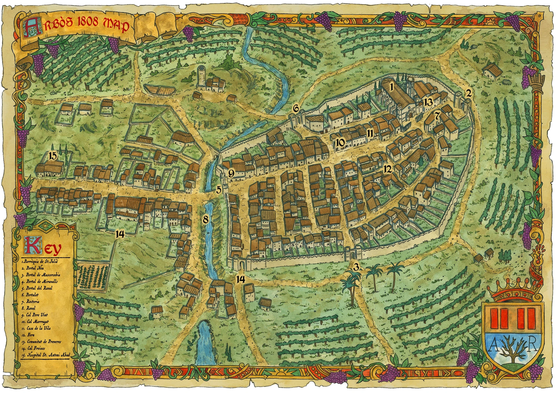 ArtStation - Map of the small town of Arbos (based on a real Spanish town).