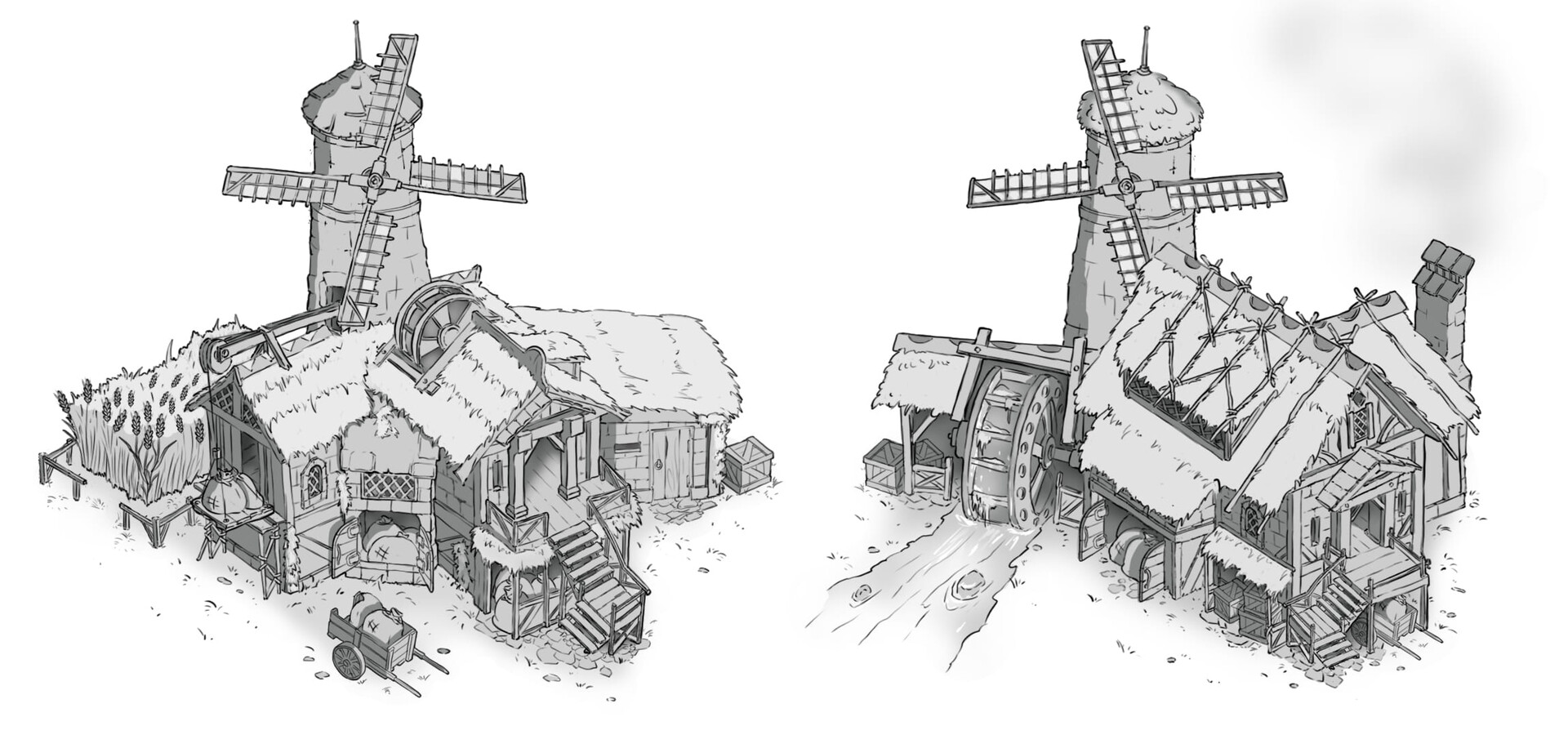 ArtStation - Medieval Rural Millhouse Concept