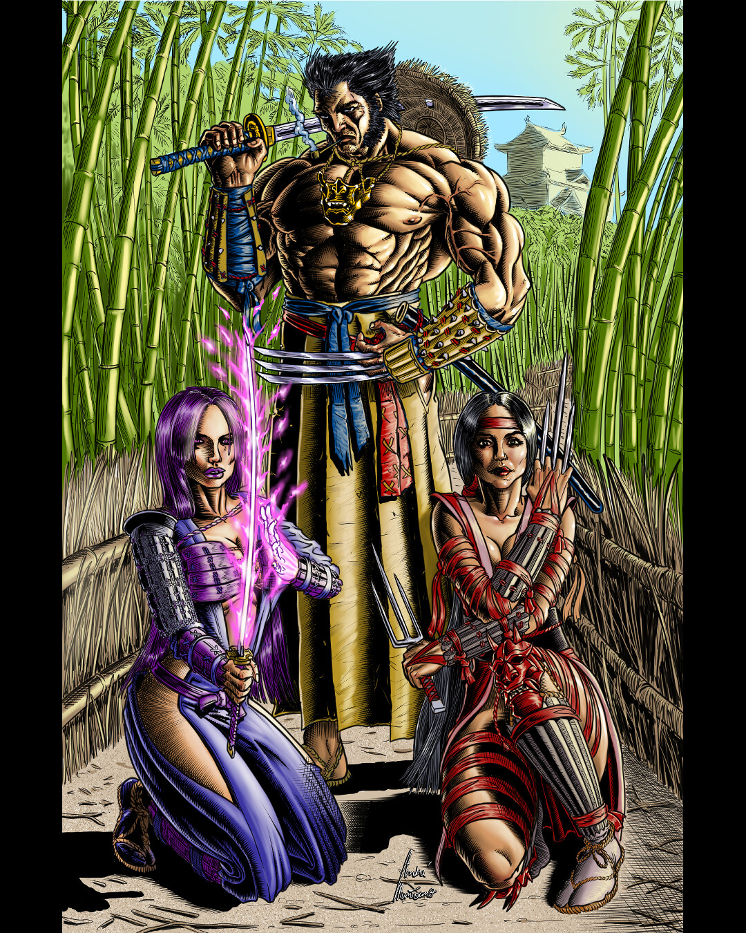 ArtStation - Wolverine Psylocke Elektra