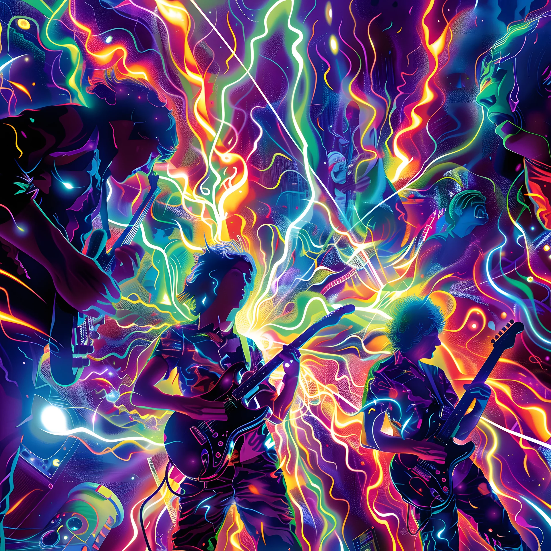 ArtStation - Psychedelic Rock Band Energy Explosion