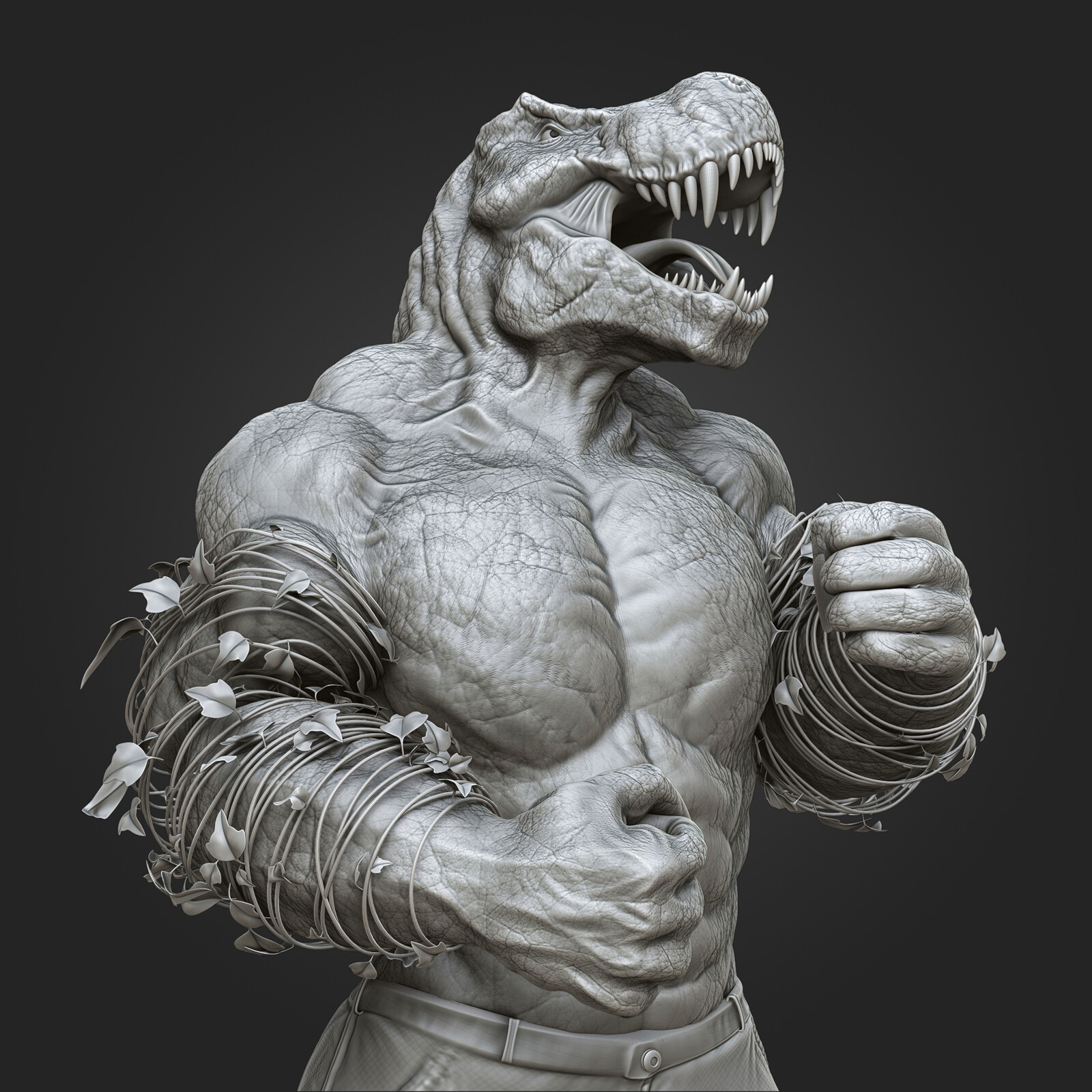 ArtStation - Sculpting Practice - Humanoid Dinosaur