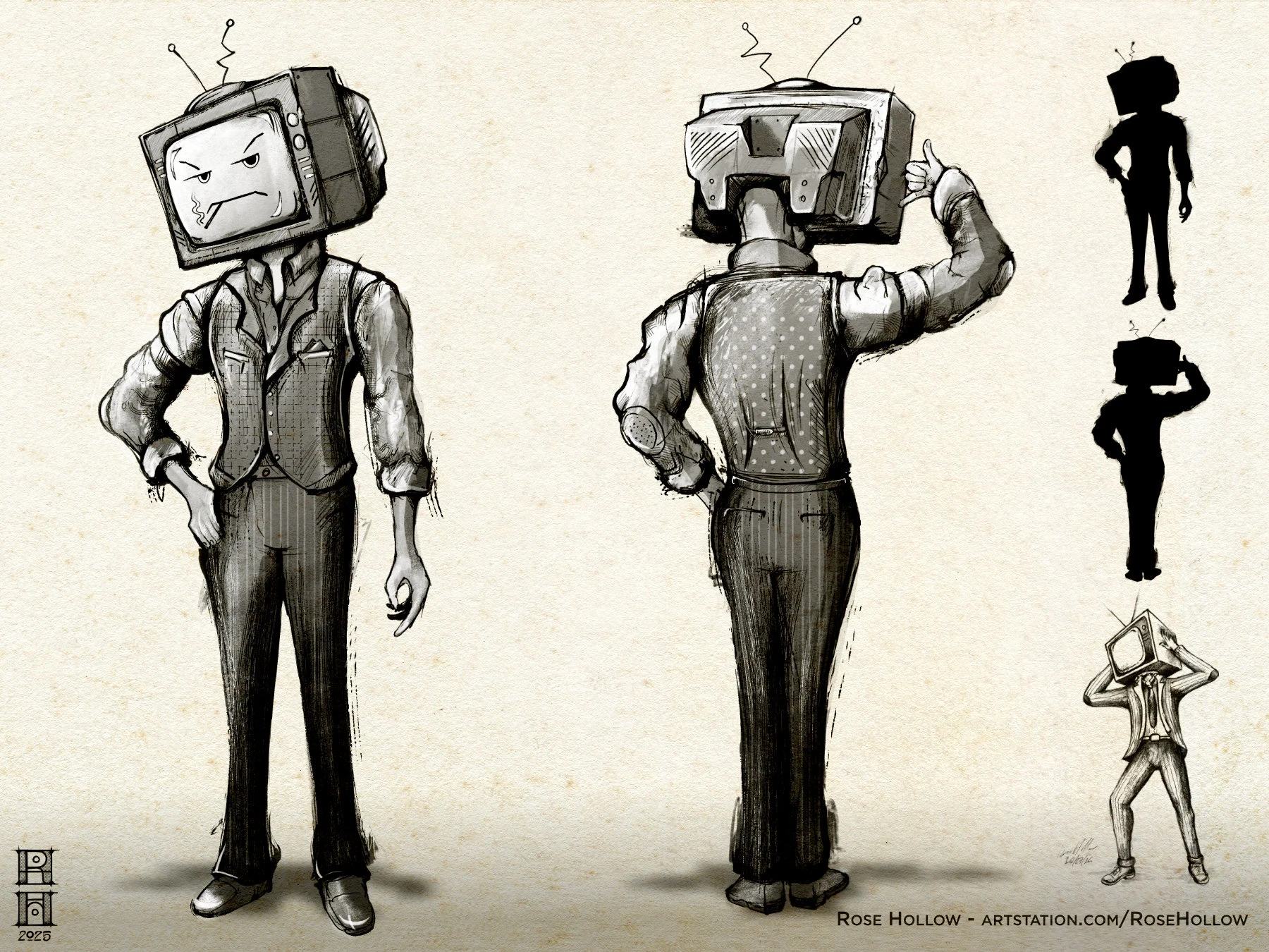 tv head drawing reference