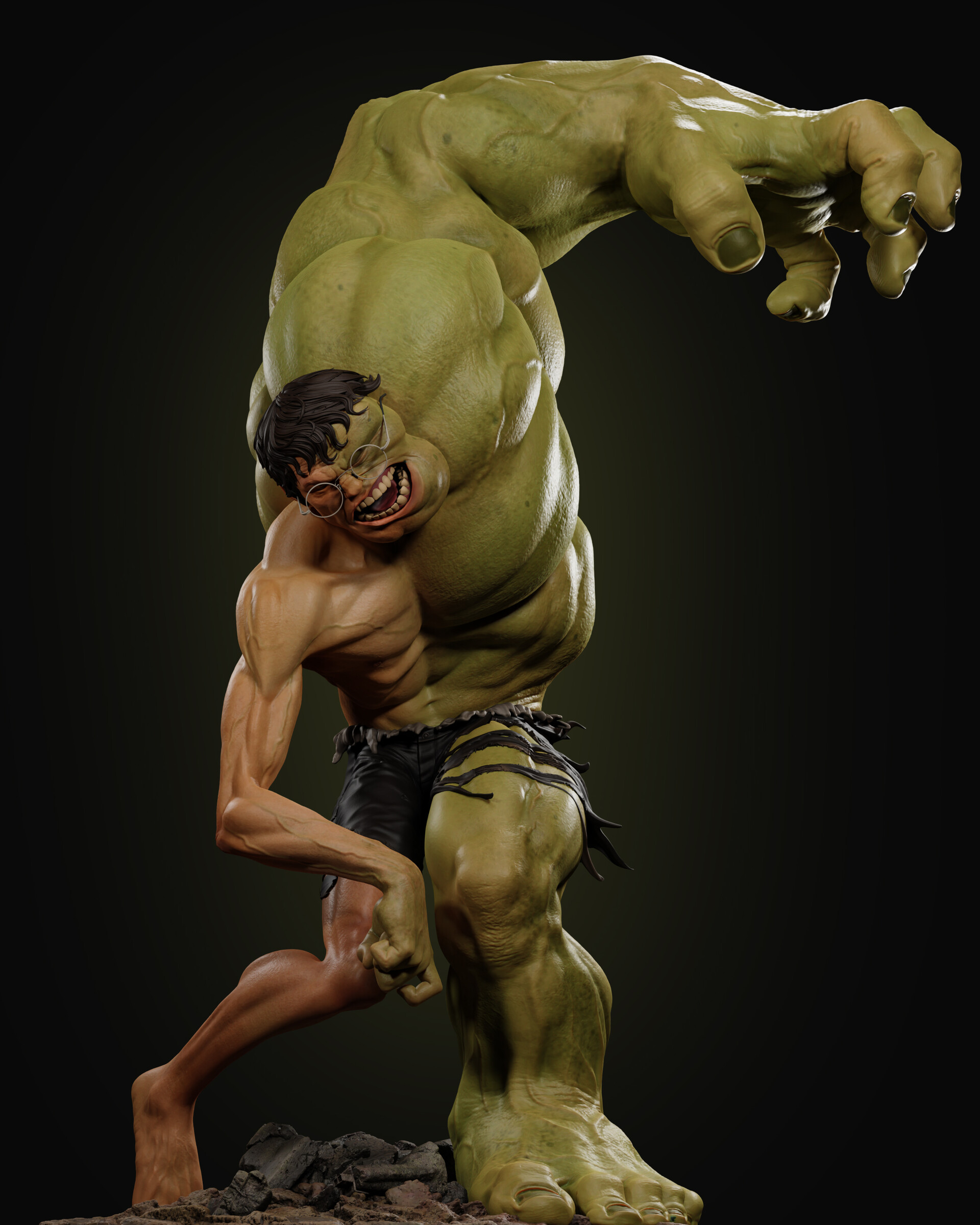 ArtStation - Hulk transformation Statue