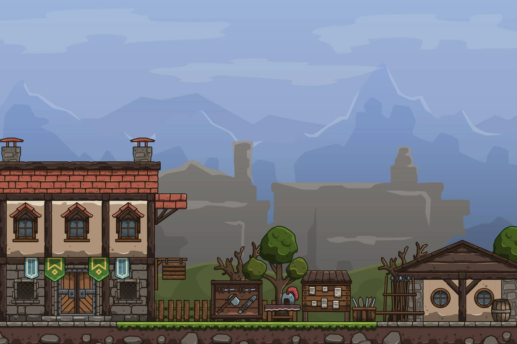 ArtStation - Free Medieval Armory Street Tileset