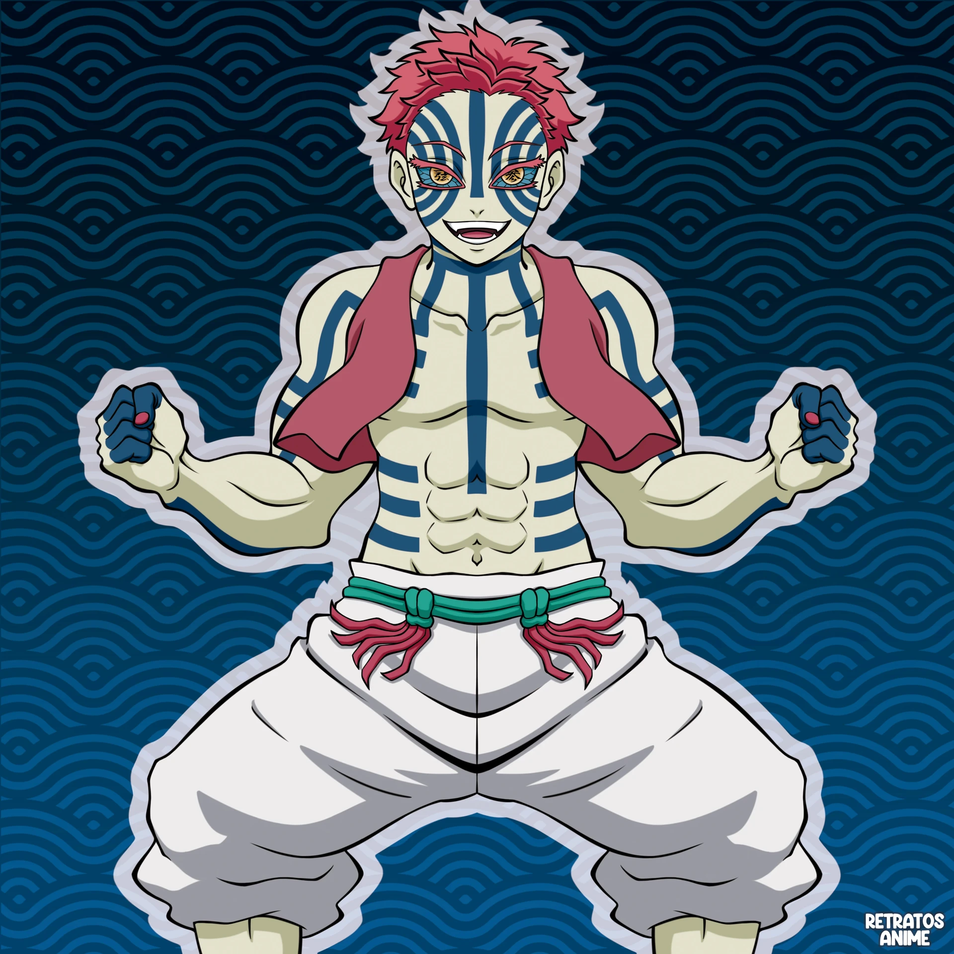 ArtStation - Akaza, Kimetsu No Yaiba