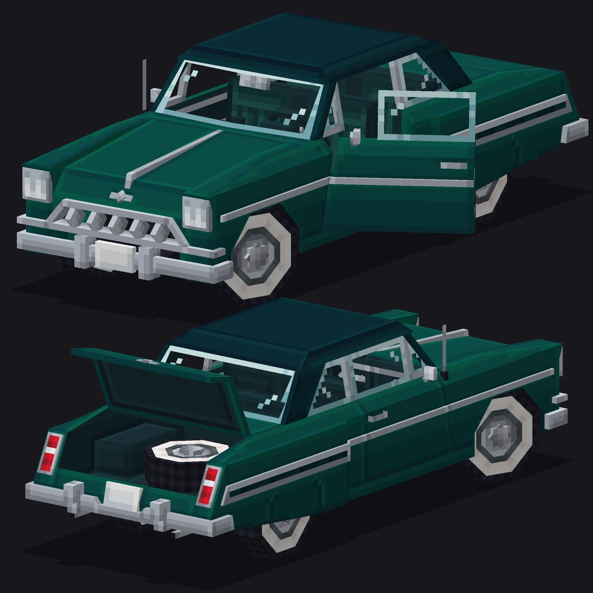 ArtStation - American 50's 2-door sedan [Minecraft]