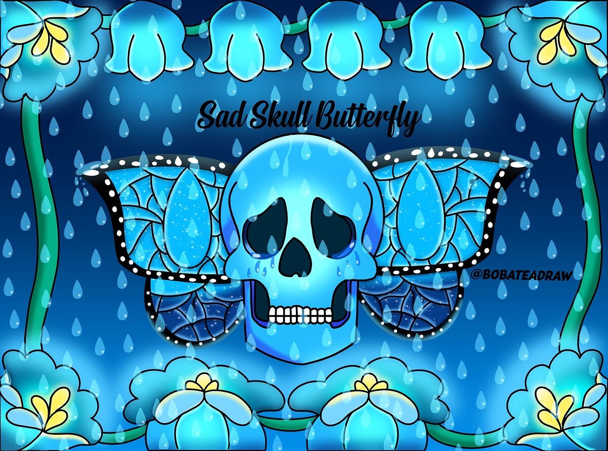 ArtStation - Sad Skull Butterfly