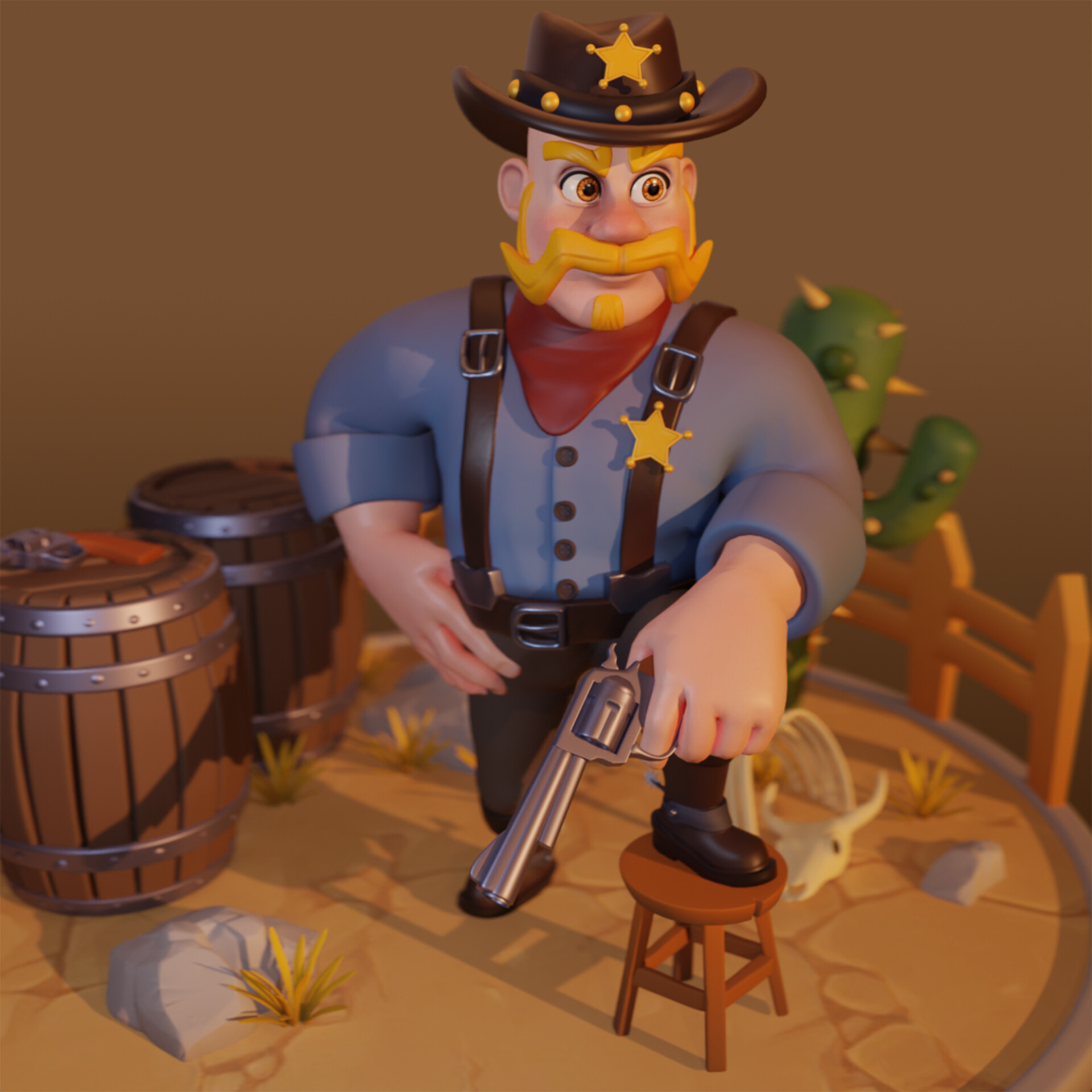 Uğur Gündüz - Stylized Sheriff Character – 3D Game Art