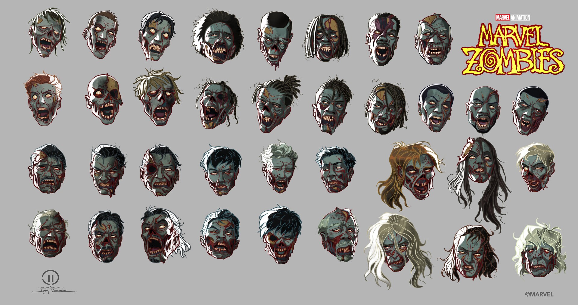 ArtStation - Marvel Zombies Zombie heads concepts